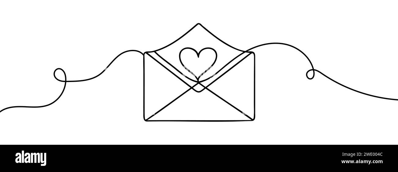 Continuous line drawing paper letter with heart Stock Vector Image ...