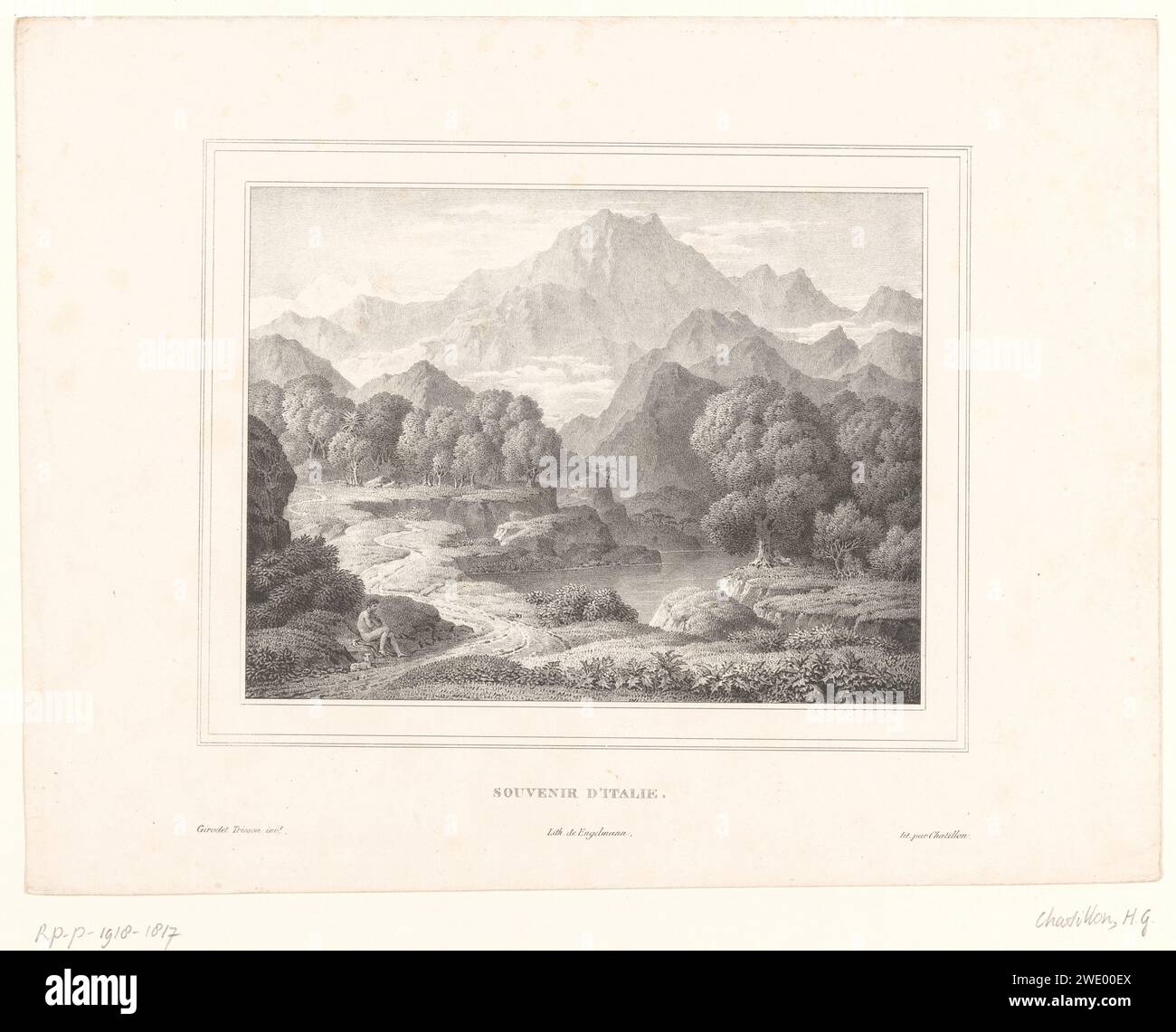 Italian mountain landscape with shepherd and more, Henri Guillaume ...
