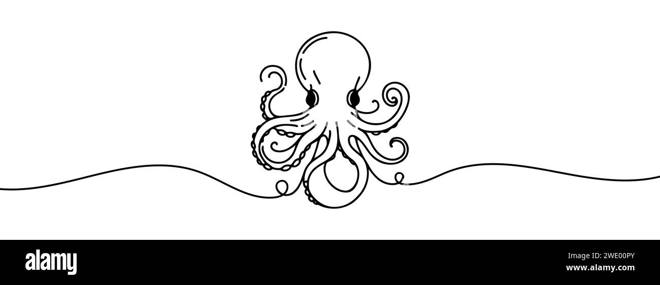 Octopus continuous one line hi-res stock photography and images - Alamy