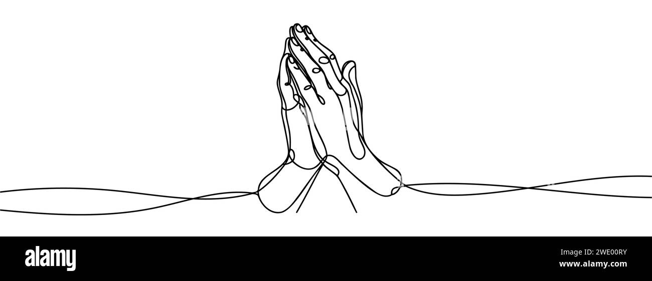 Continuous one line drawing of human hands folded in prayer Stock ...