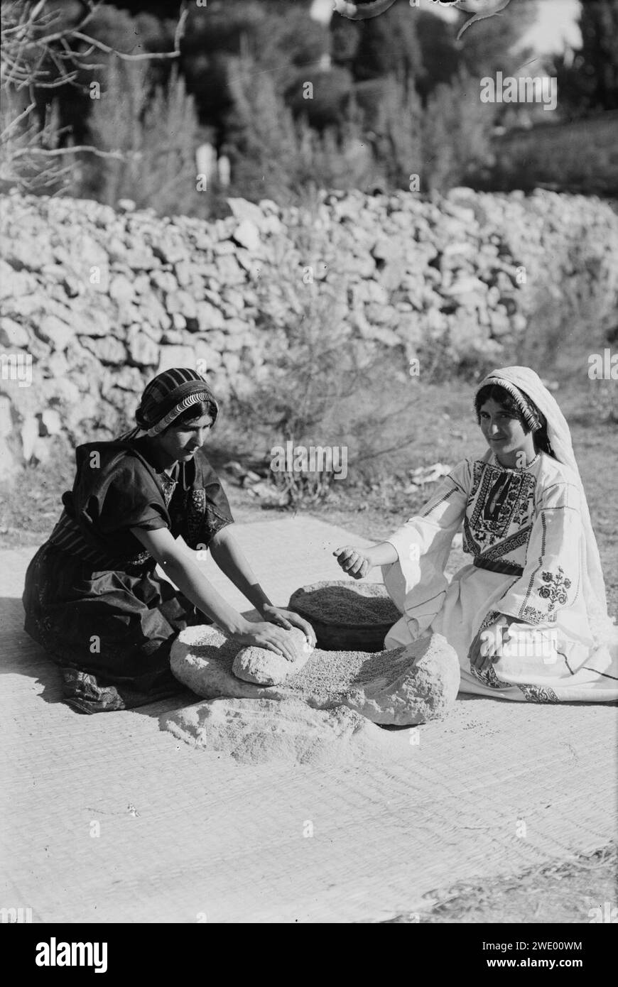 Agriculture, etc. Primitive methods of rubbing and grinding wheat. A ...