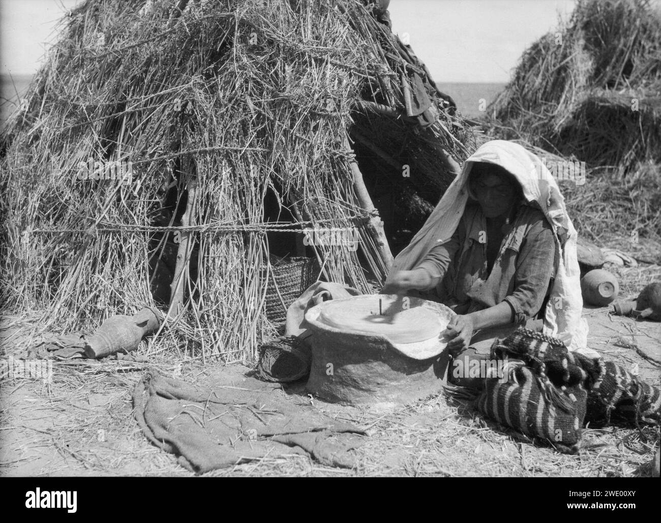 Agriculture, etc. Primitive methods of rubbing and grinding wheat ...