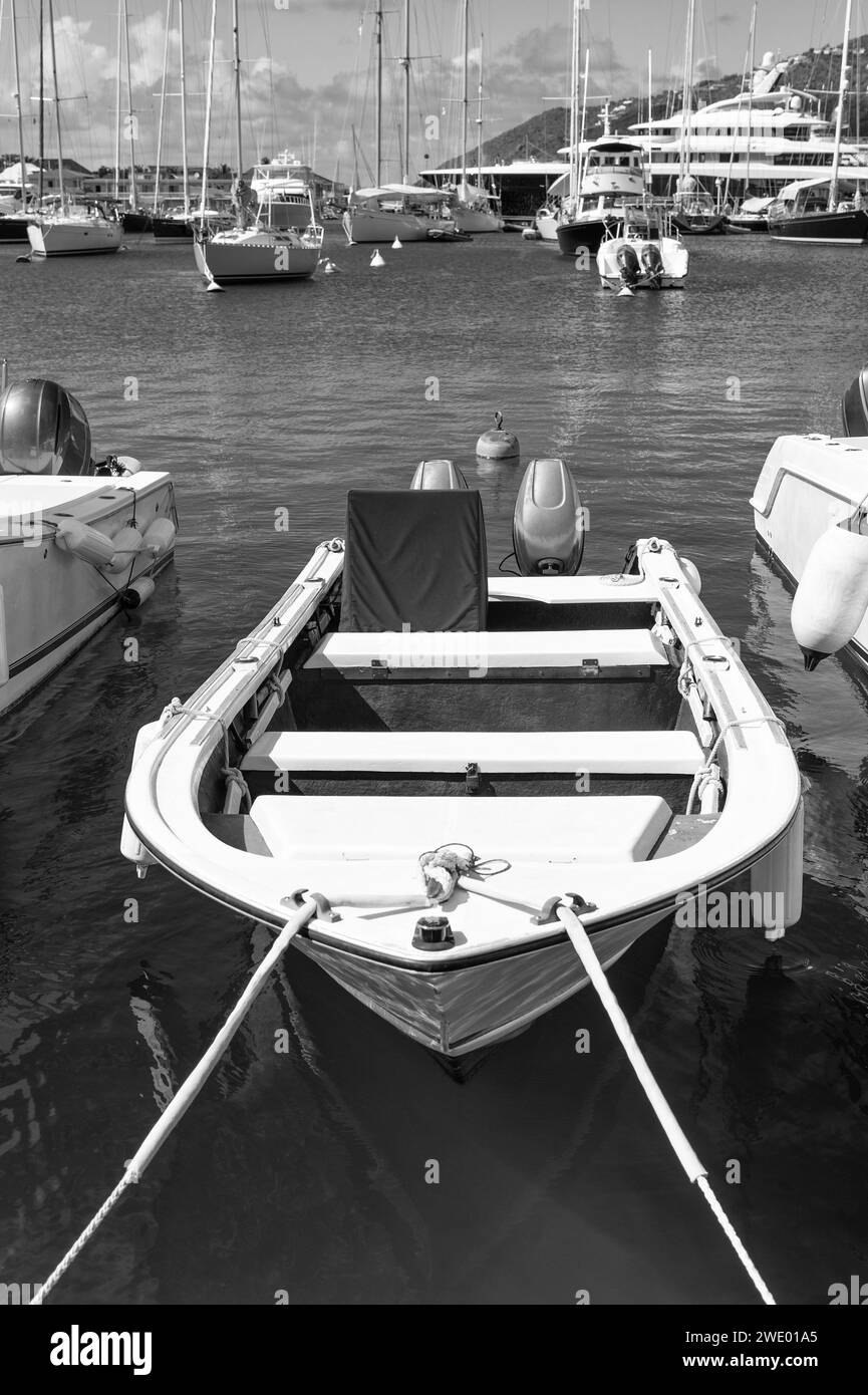 front view of sea harbor with boat outdoor. sea harbor with boat docked ...