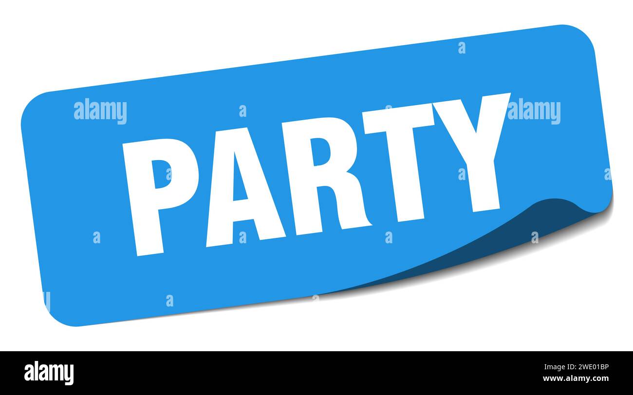 party sticker. party rectangular label isolated on white background ...