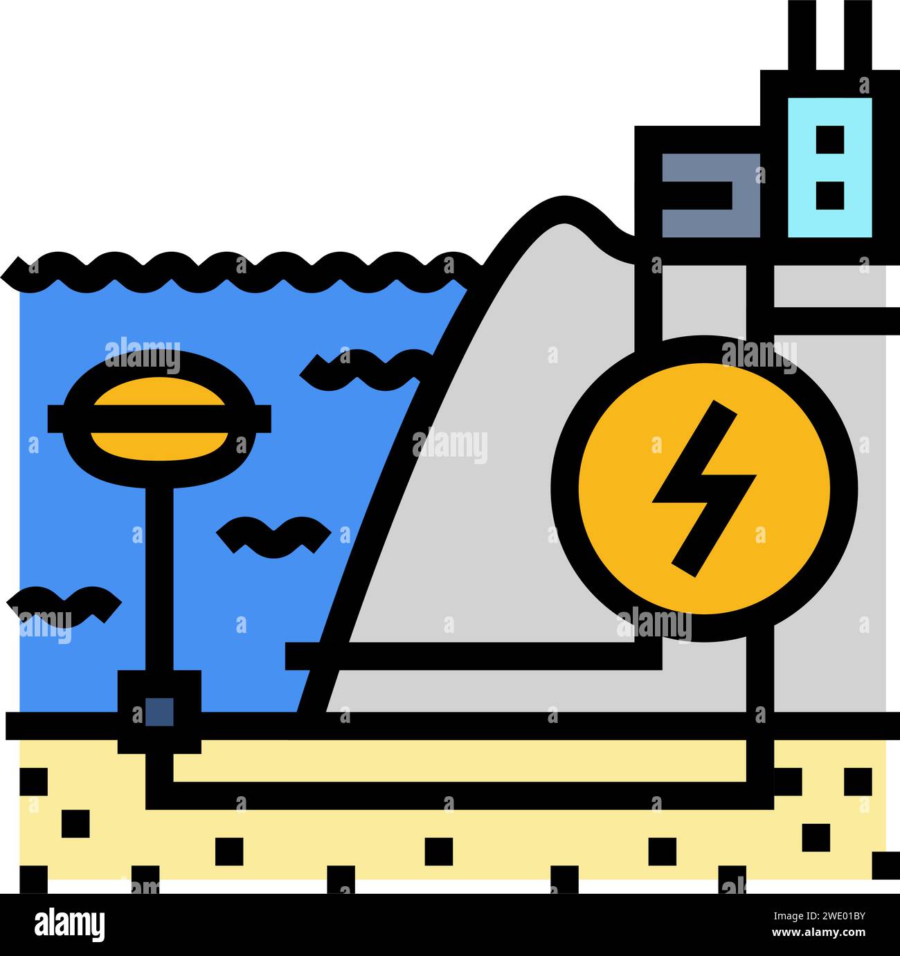 wave energy farm tidal power color icon vector illustration Stock ...