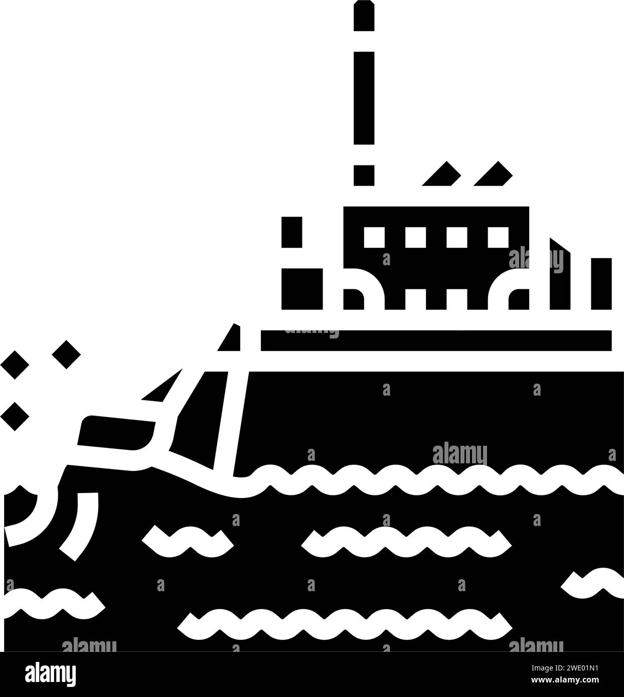 wave plant tidal power glyph icon vector illustration Stock Vector ...