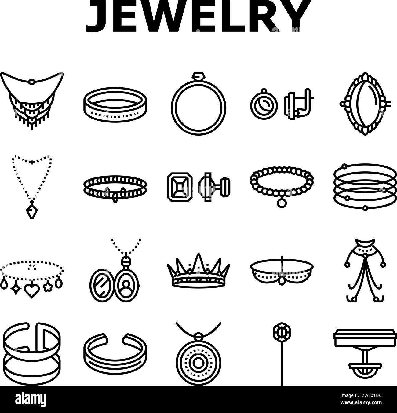jewelry ring gold necklace icons set vector Stock Vector Image & Art ...