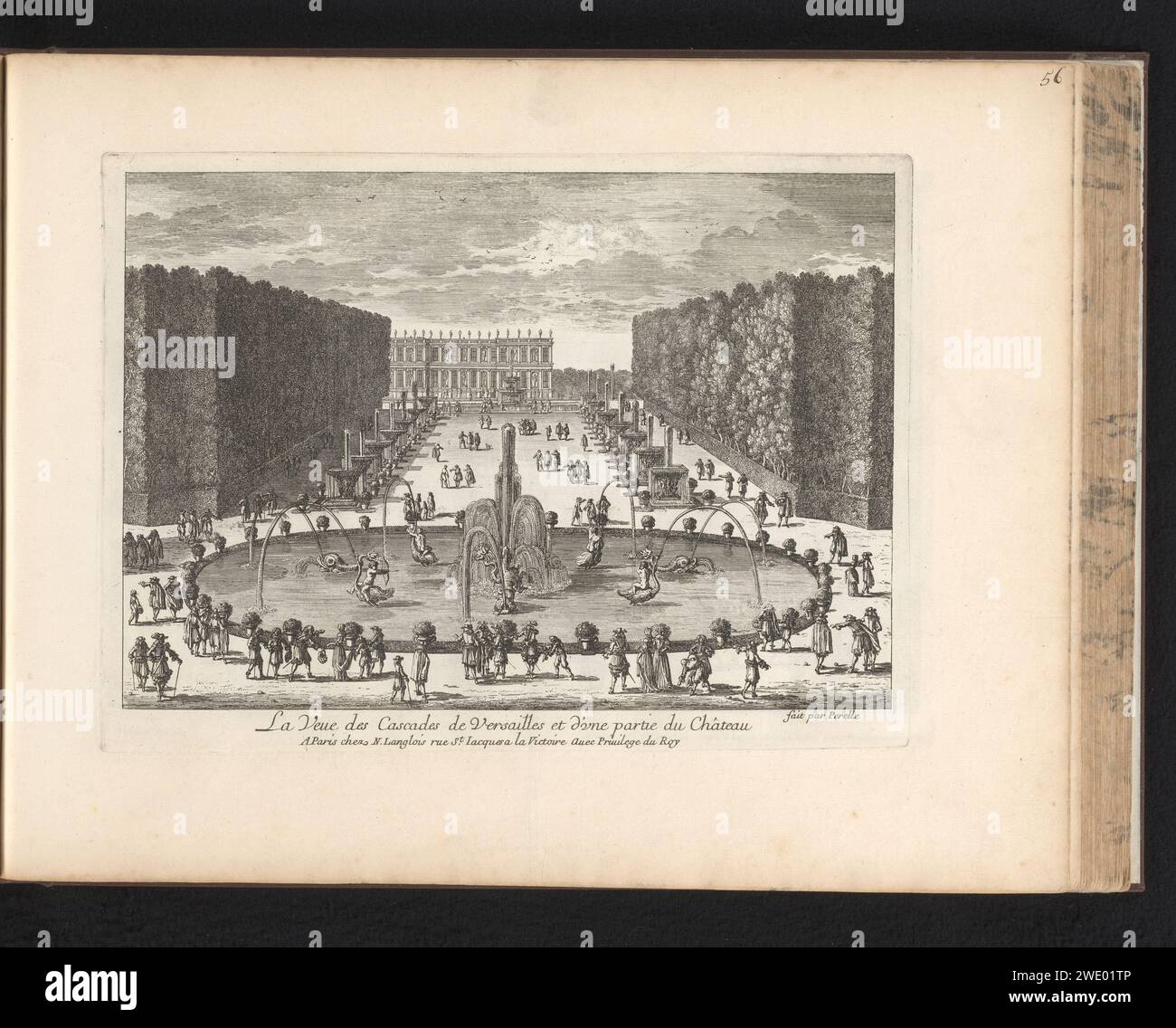View of waterfalls and fountains, Gabriel Perelle, 1664 - 1695 print ...