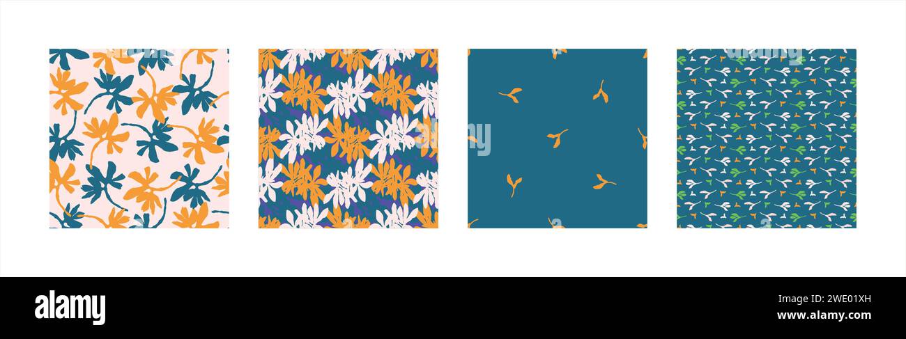 Trendy vector floral pattern set with organic botanical shapes. Modern ...