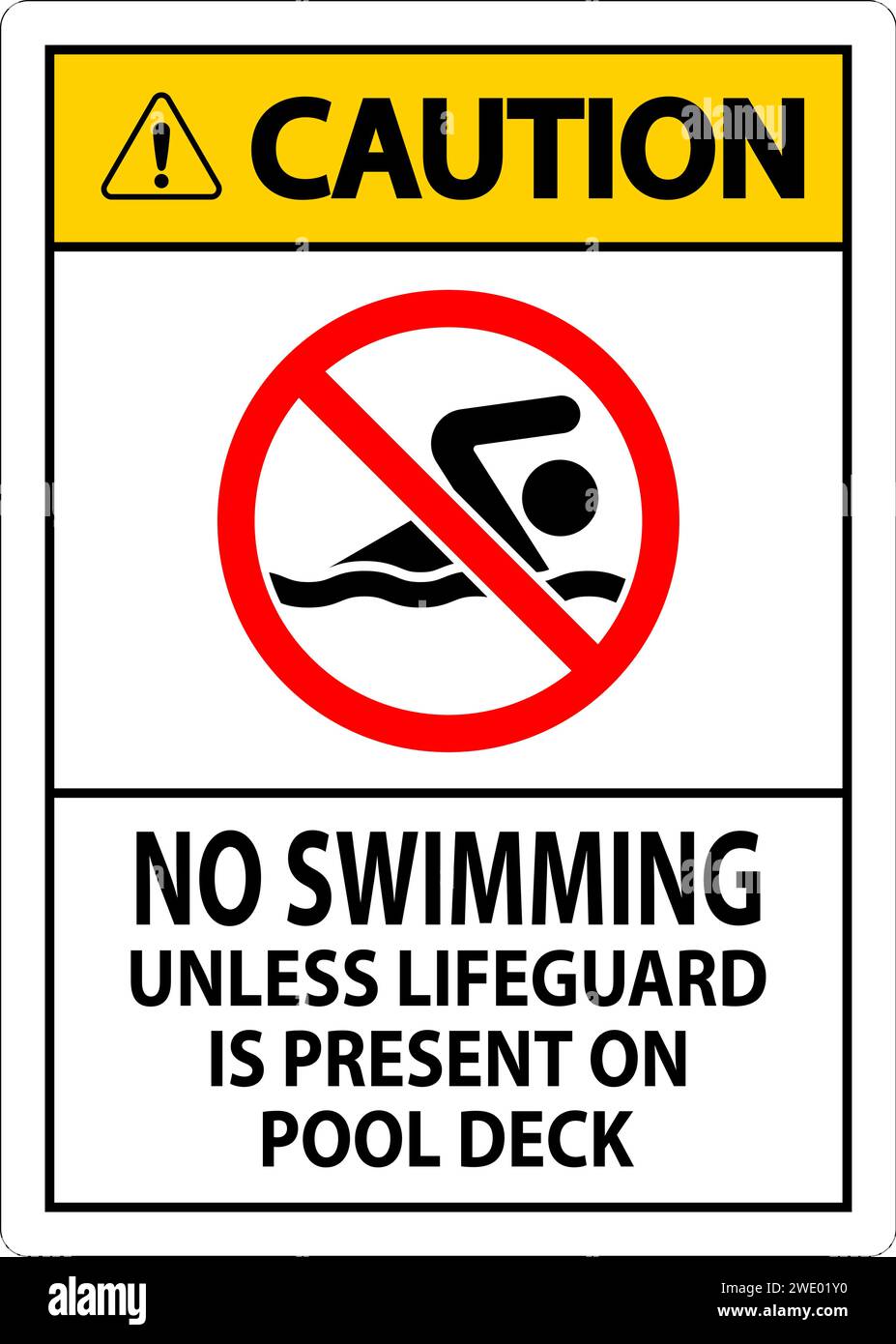 Caution Pool Sign No Swimming Unless Lifeguard Is Present On Pool Deck ...