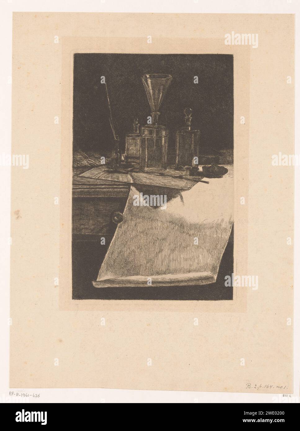 Still life with etching instruments, François Bonvin, 1861 print paper ...