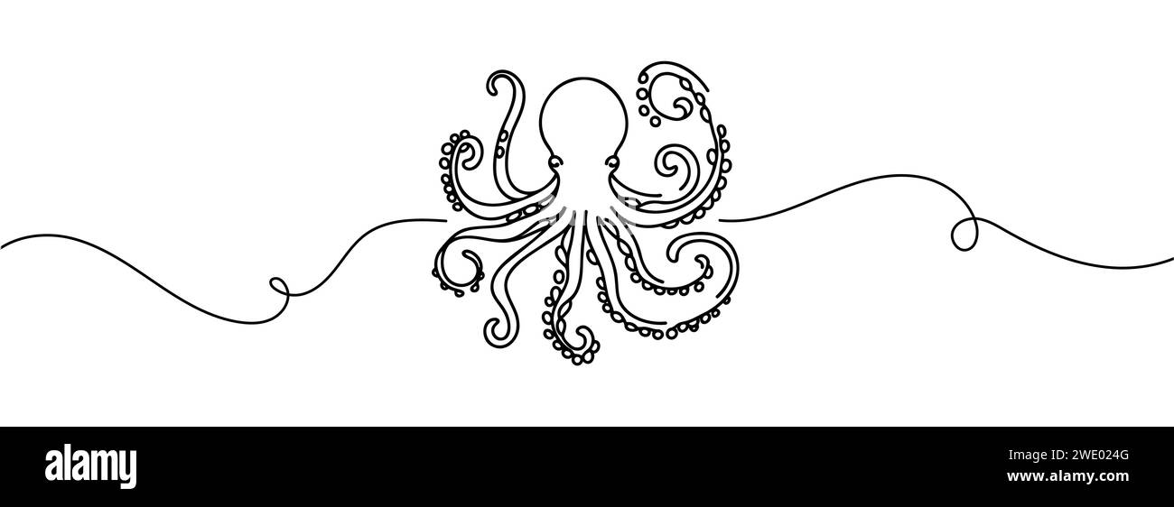 Octopus continuous one line hi-res stock photography and images - Alamy