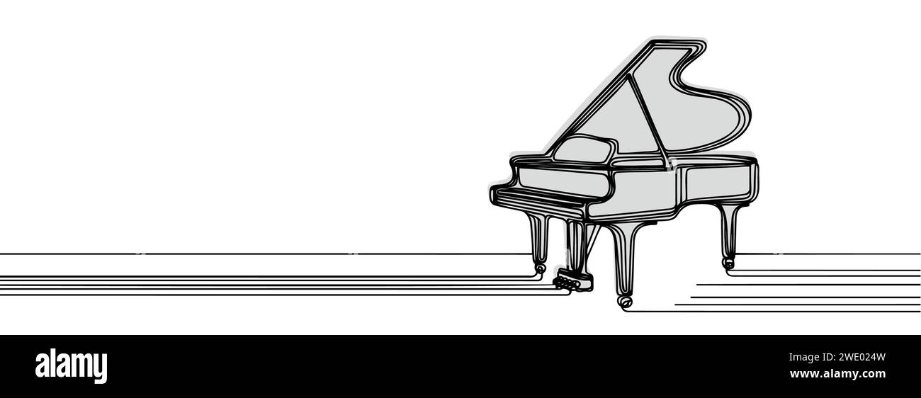 continuous drawing of a piano in one line Stock Vector Image & Art - Alamy
