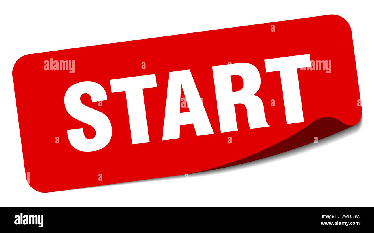 start sticker. start rectangular label isolated on white background ...