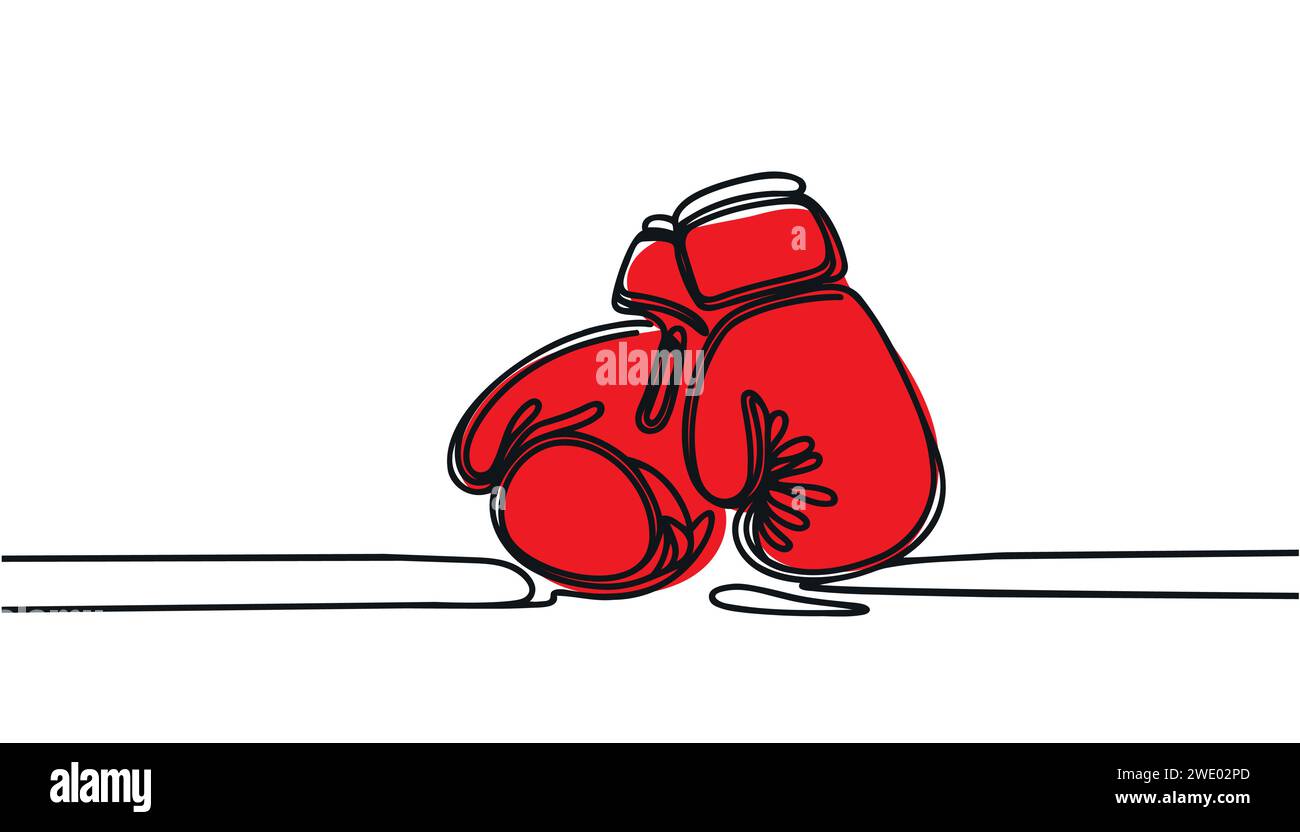 Continuous one line drawing of boxing gloves Stock Vector Image & Art ...