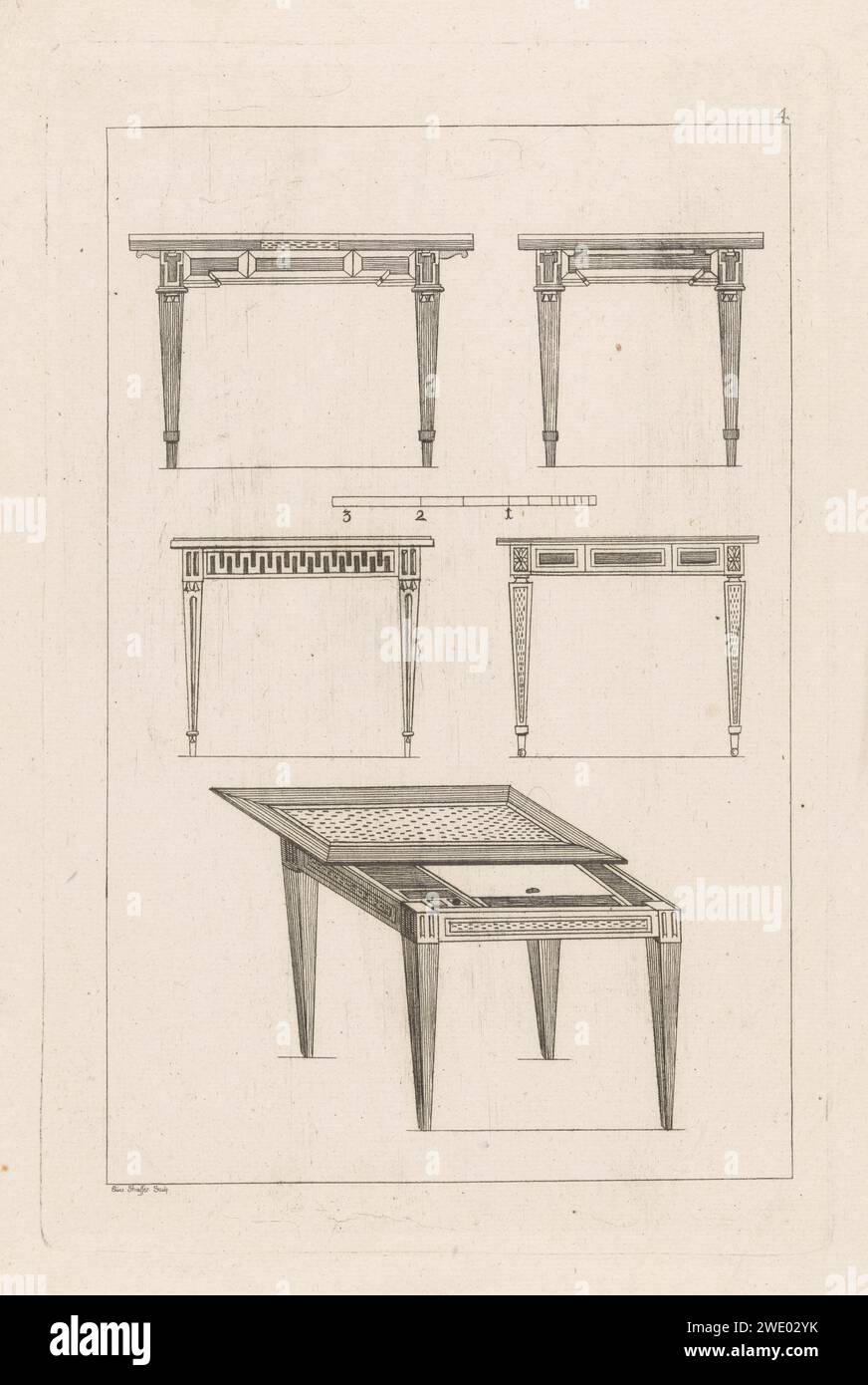 Tables with sliding leaf, Elias Strasser, 1780 - 1807 print Design and ...