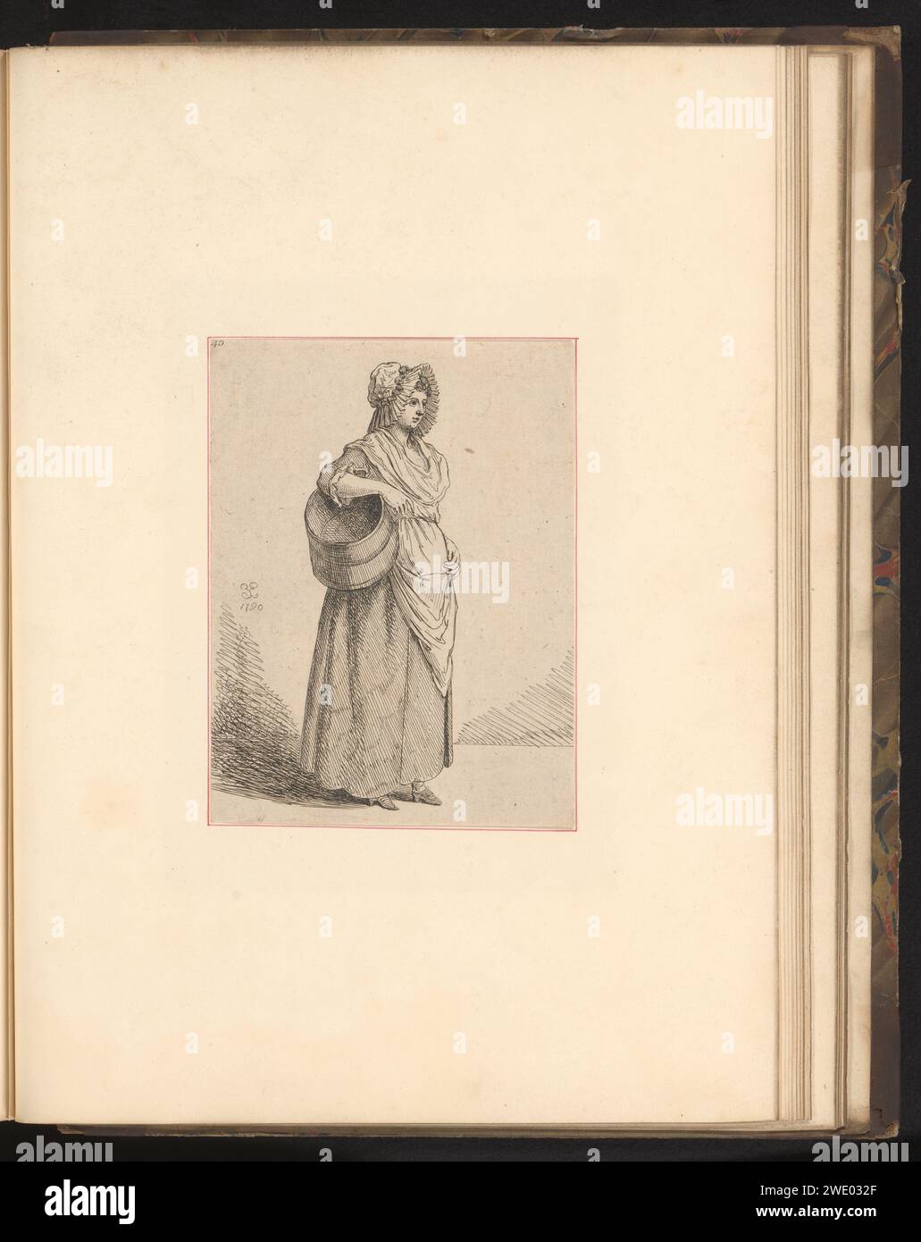 Woman with a basket under her arm, Edward Edwards, 1790 print Numbered ...