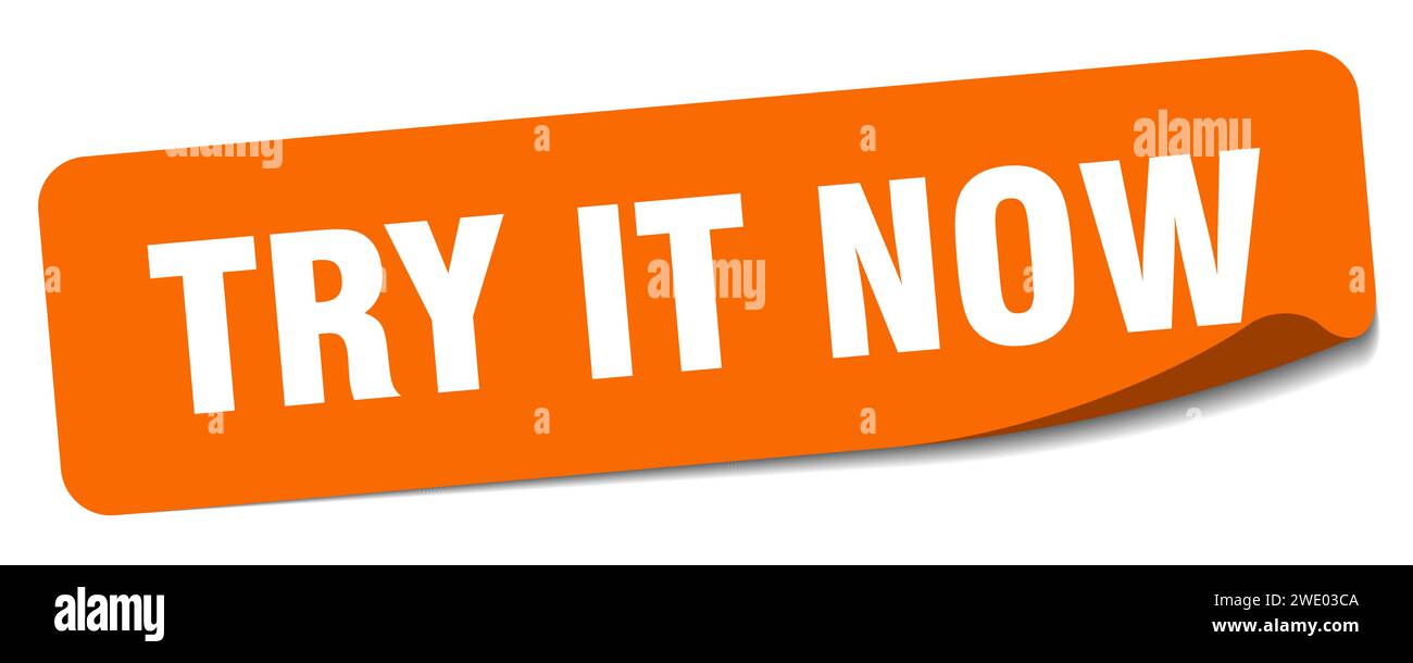 try it now sticker. try it now rectangular label isolated on white ...