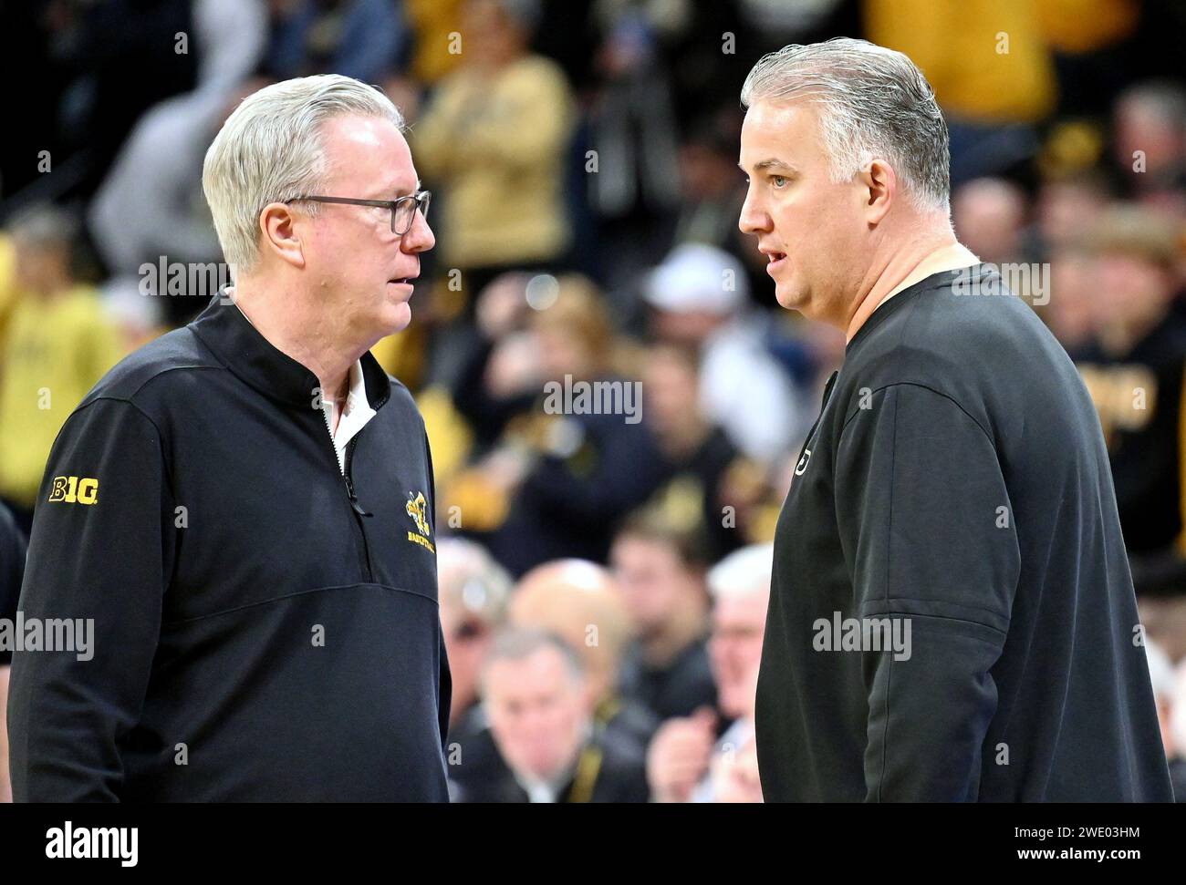 IOWA CITY, IA - JANUARY 20: Iowa head coach Fran McCaffery talks with ...