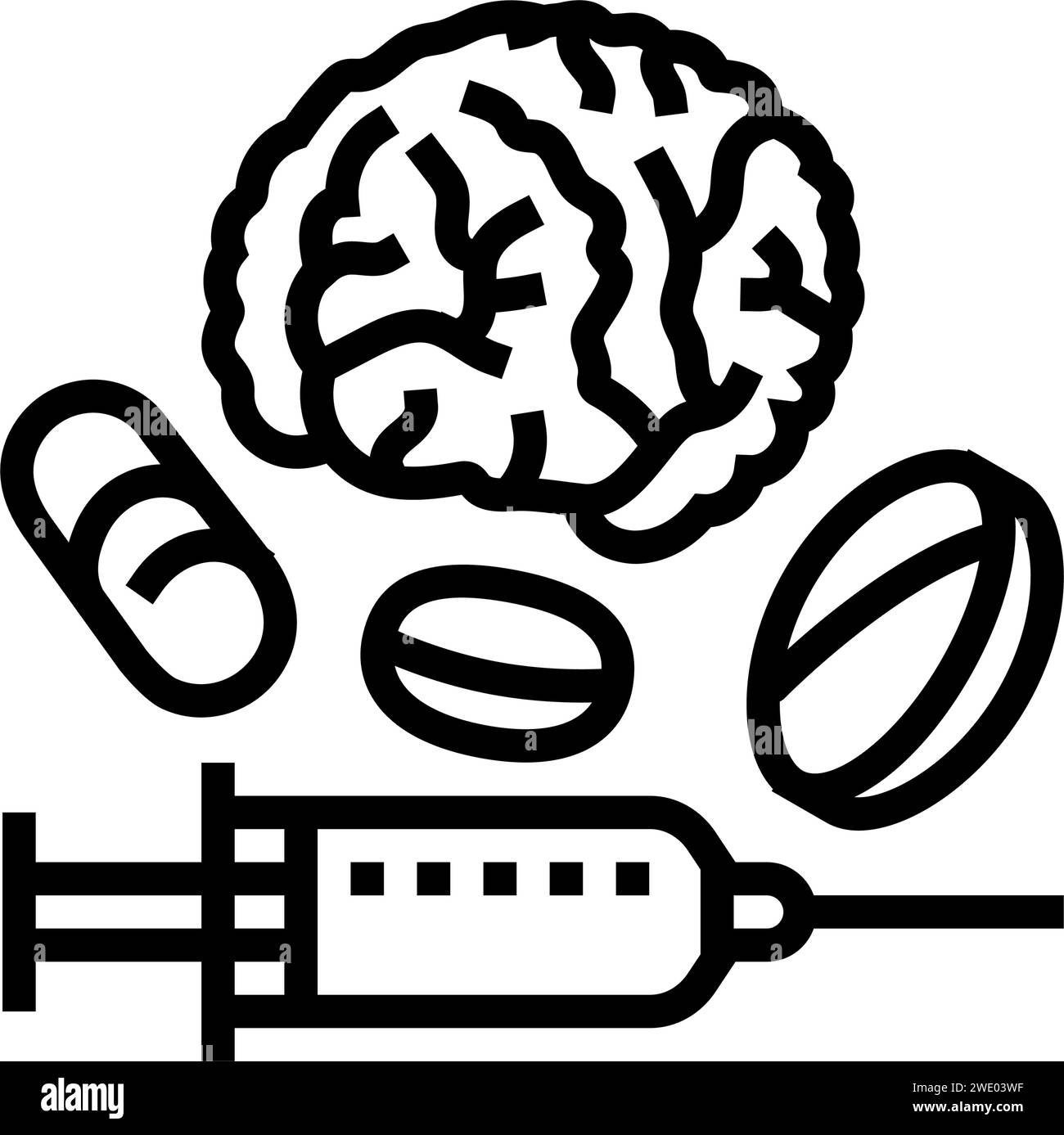 neurological treatment neuroscience neurology line icon vector ...