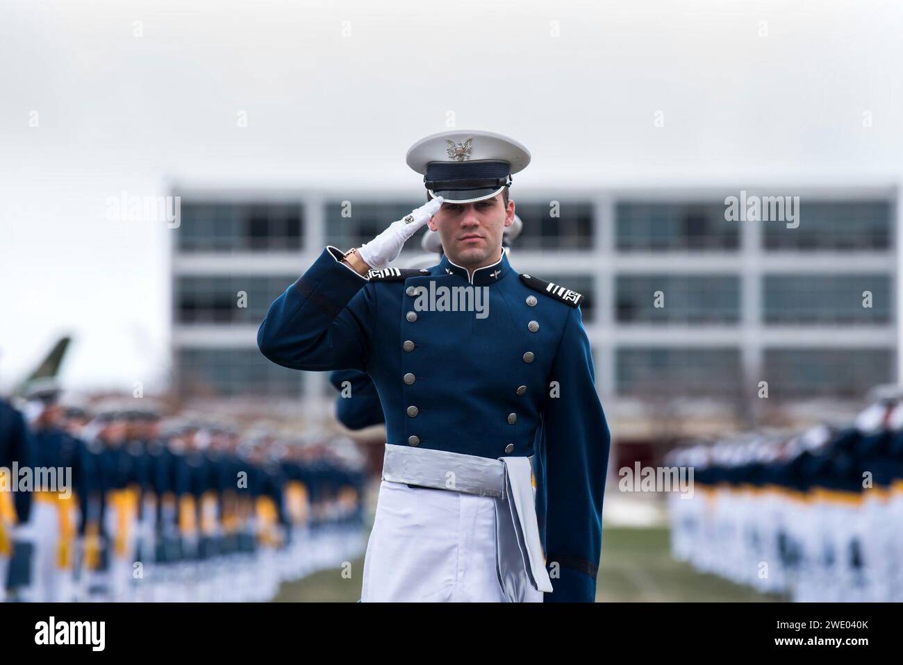 Air Force and Space Force cadets saluting Stock Photo - Alamy