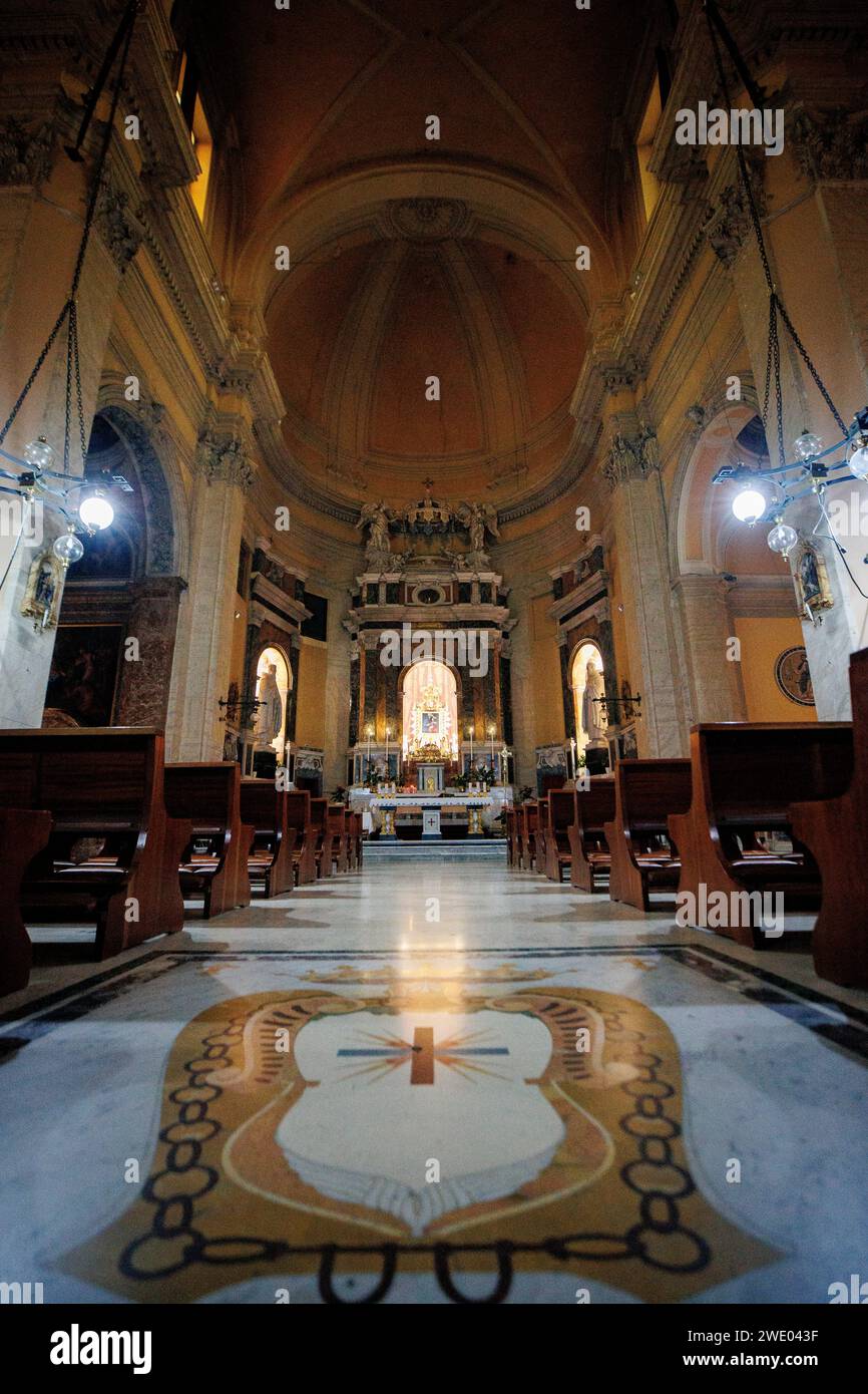 Grand church interior of Santa Maria delle Fornaci in Rome with ornate ...