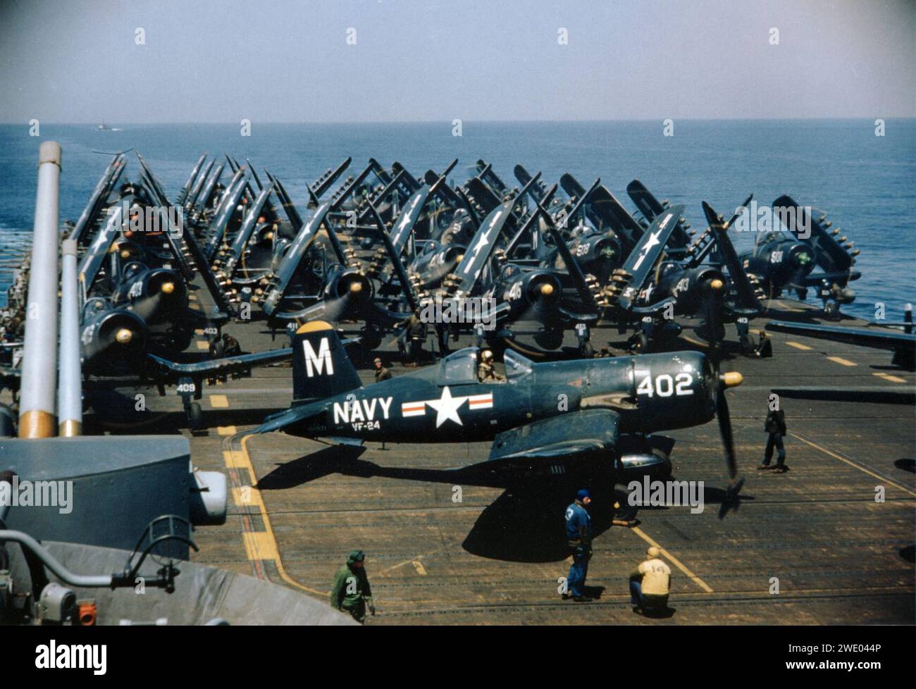 Aircraft of Carrier Air Group 2 on deck of USS Philippine Sea (CV-47 ...