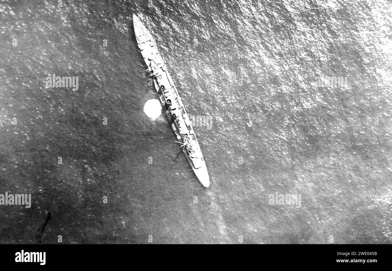 Aircraft bombing test on ex-German scout-cruiser Frankfurt in 1921 ...