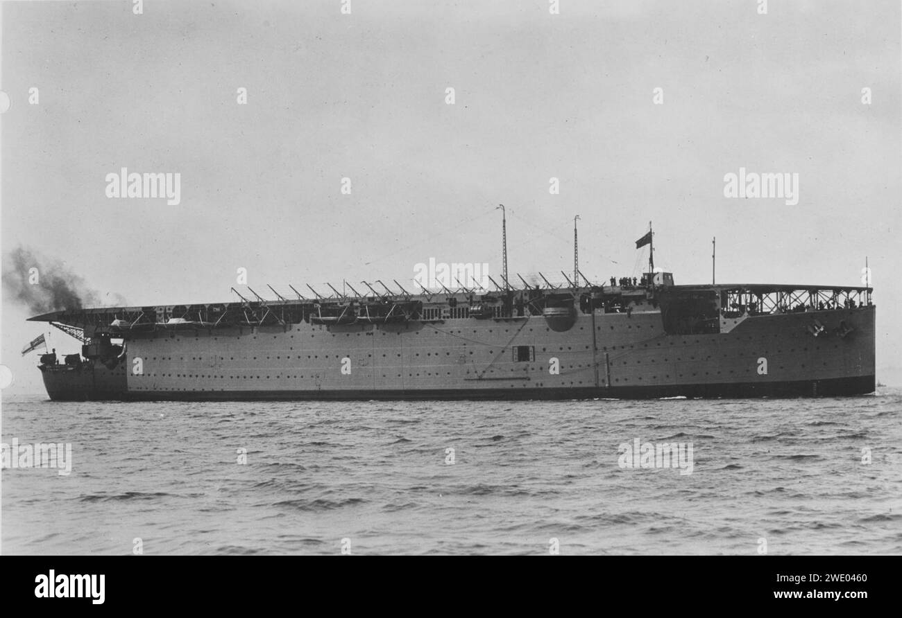 Aircraft carrier HMS Argus in the later 1920s Stock Photo - Alamy