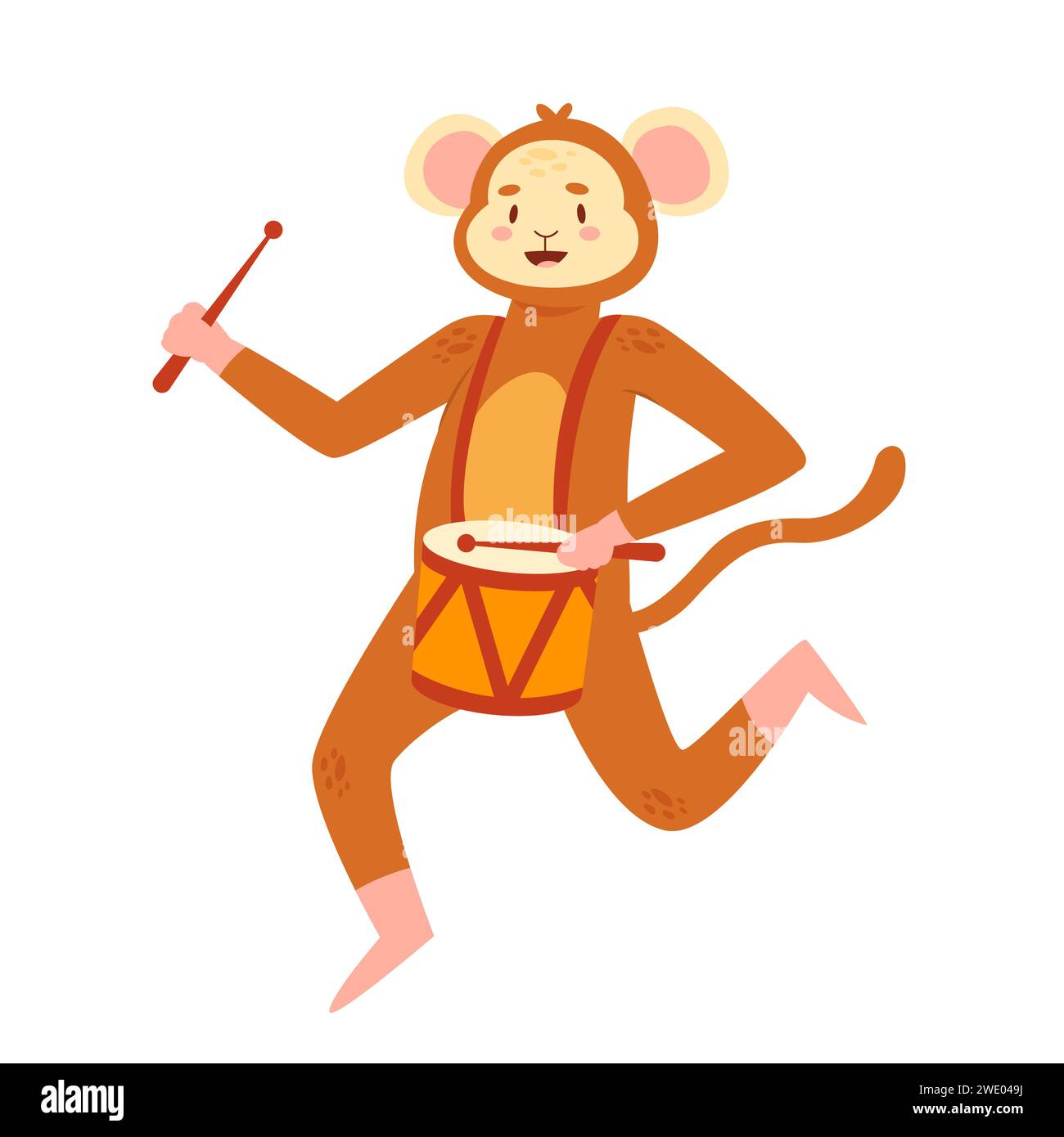 Monkey playing drums. Musical band monkey drummer, animals concert ...