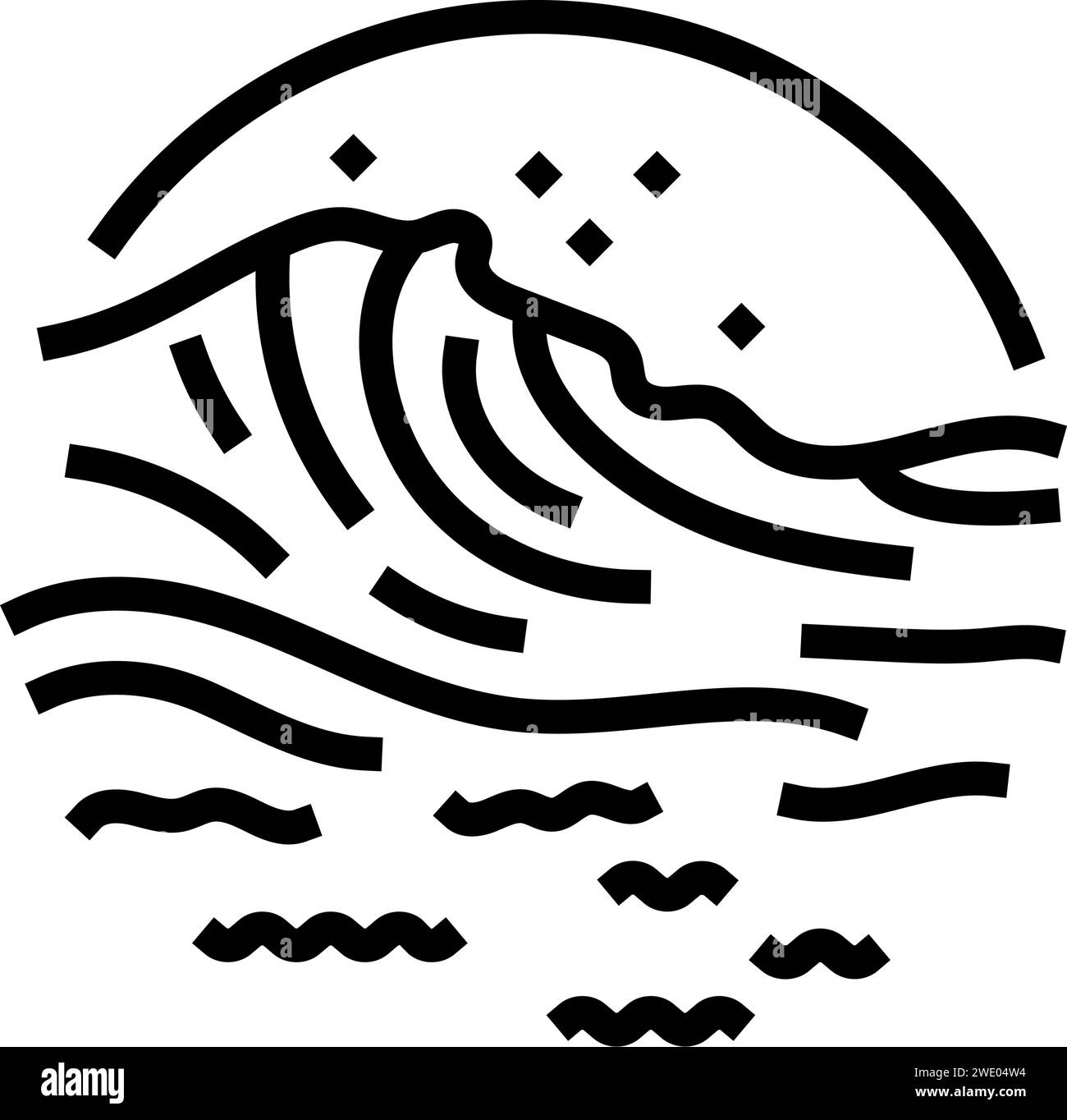 ocean waves tidal power line icon vector. ocean waves tidal power sign ...