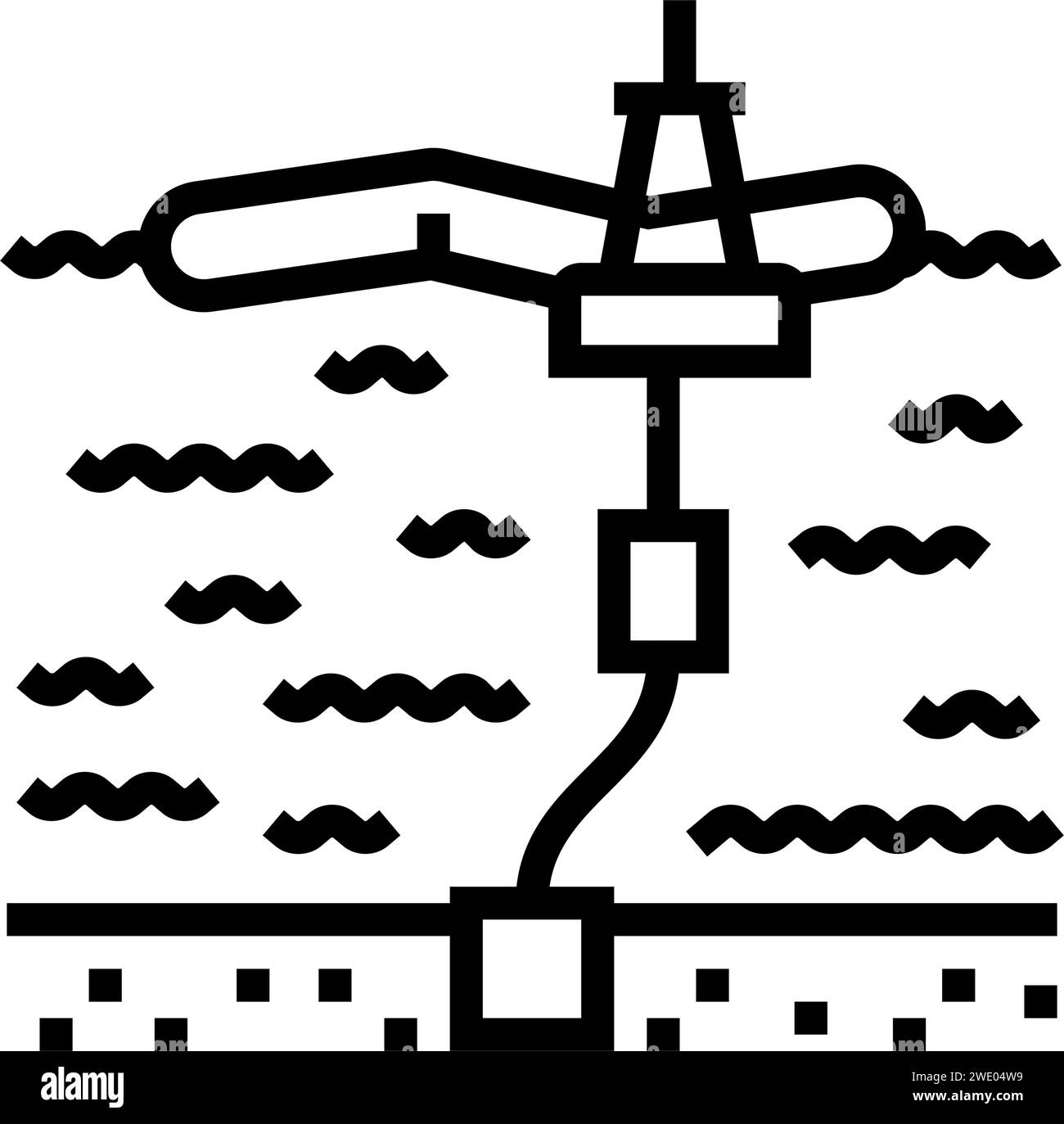 wave farm installation tidal line icon vector illustration Stock Vector ...