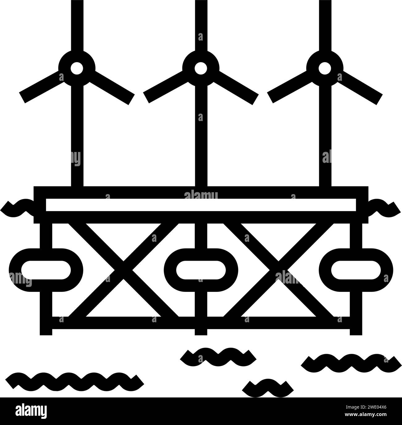 floating wave platform line icon vector illustration Stock Vector Image ...