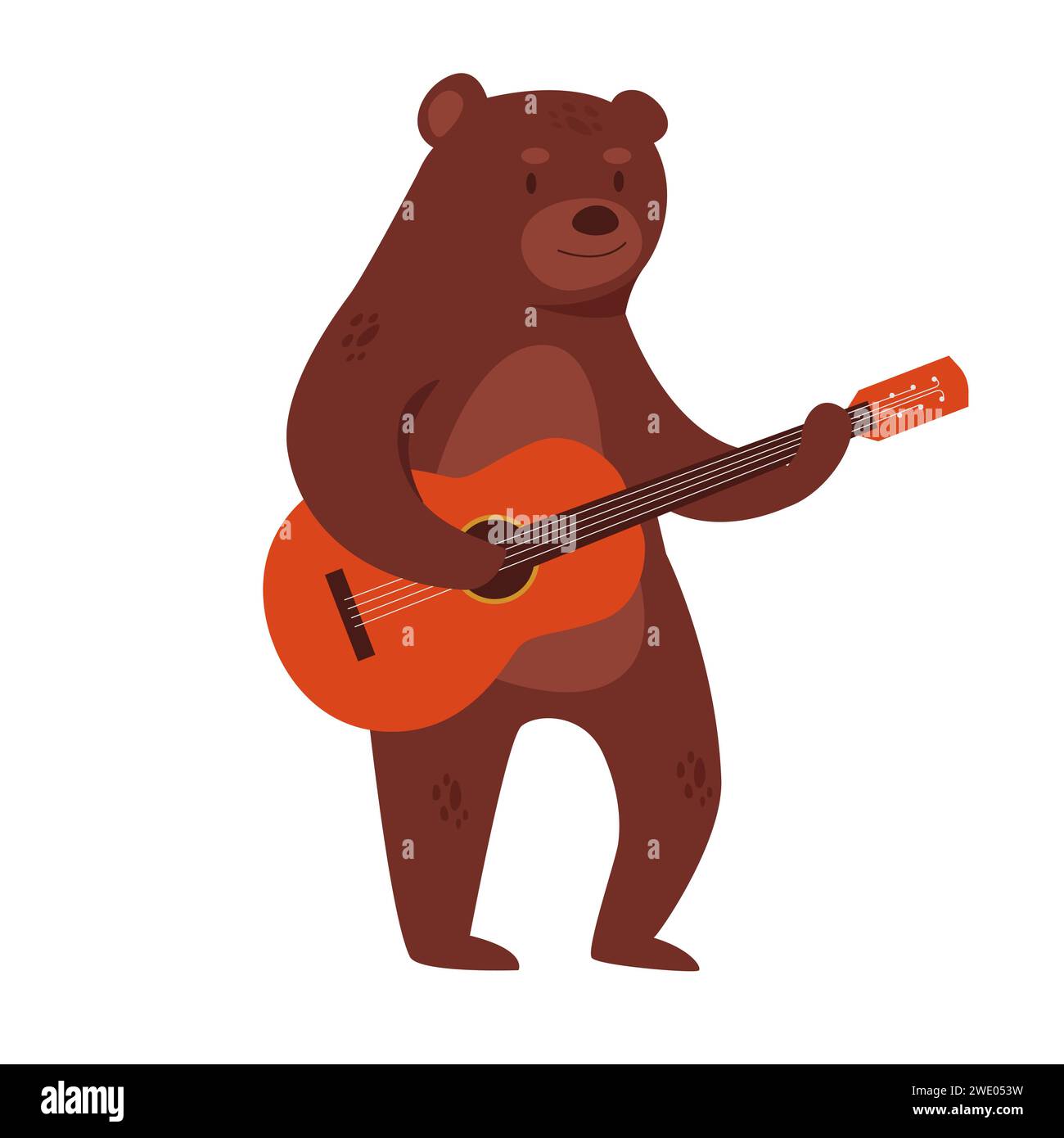 Bear playing guitar. Forest big grizzley with musical instrument ...
