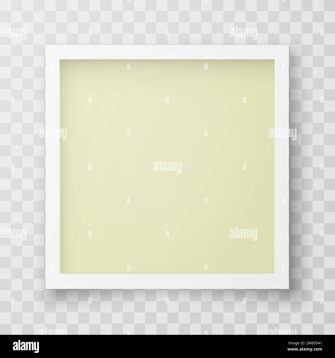 Realistic square photo frame with yellow insert on transparent ...