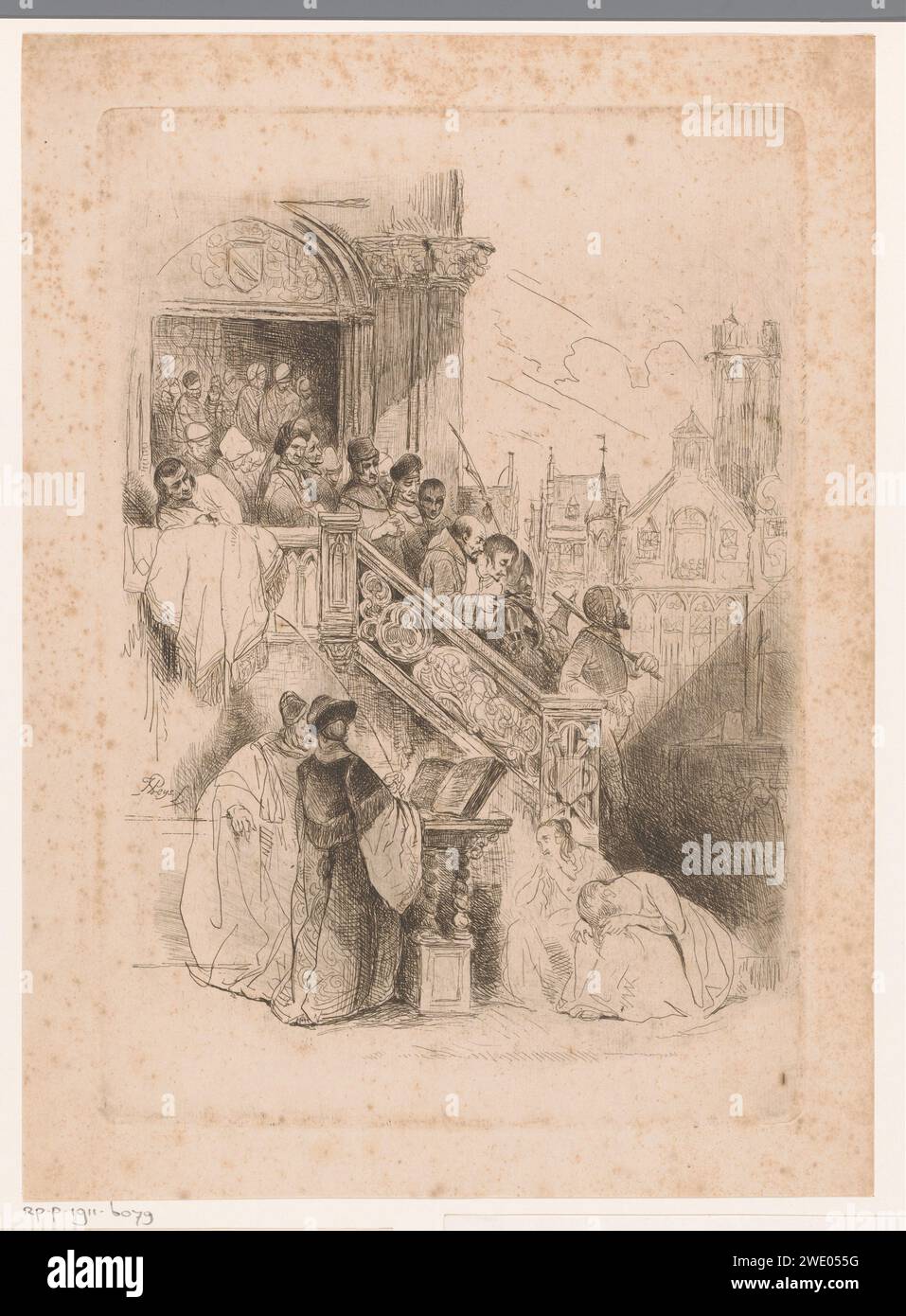 Group of people including a convicted person and the Beul descends a ...