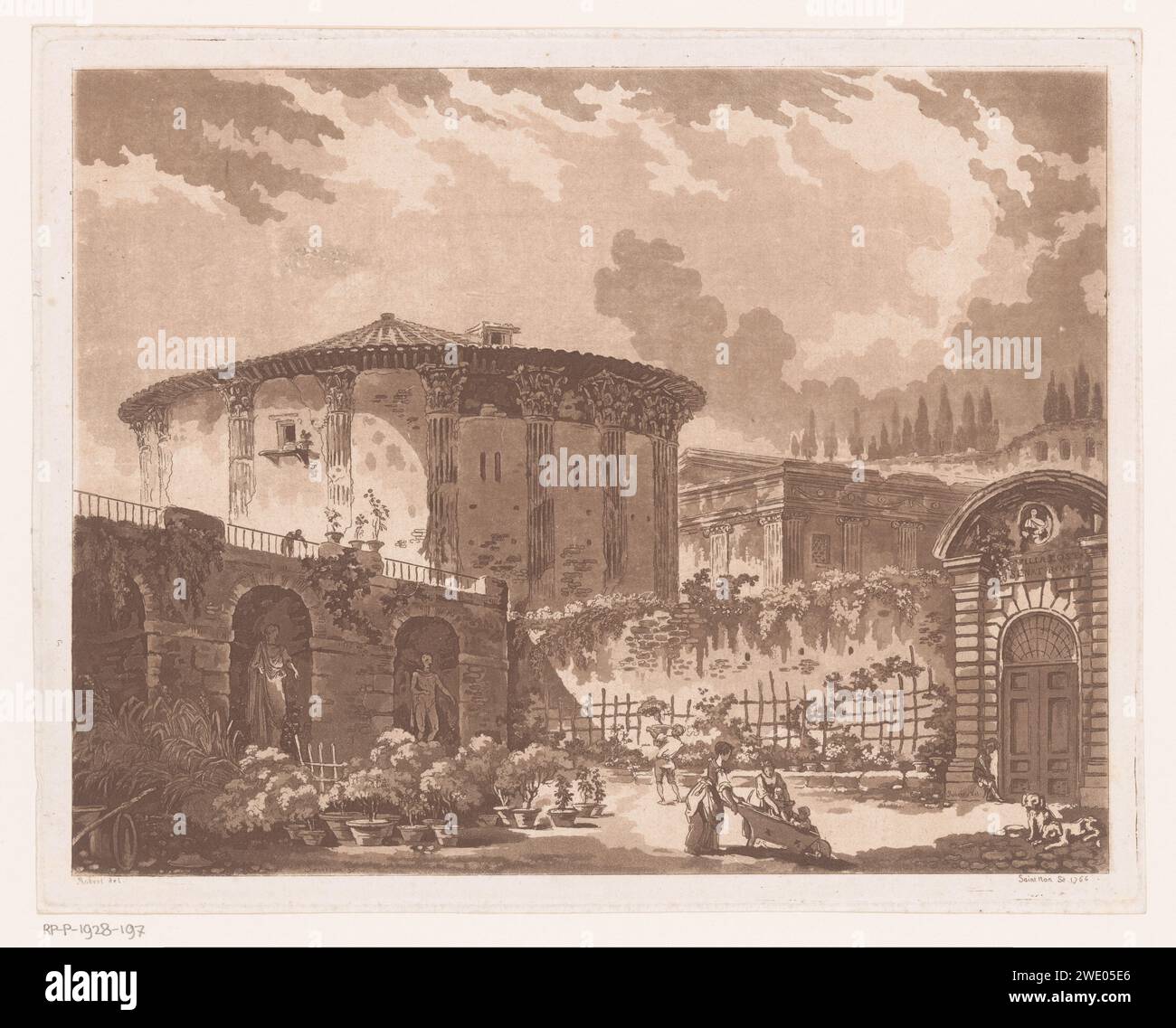 View of various buildings in Rome including a temple, Richard de Saint ...