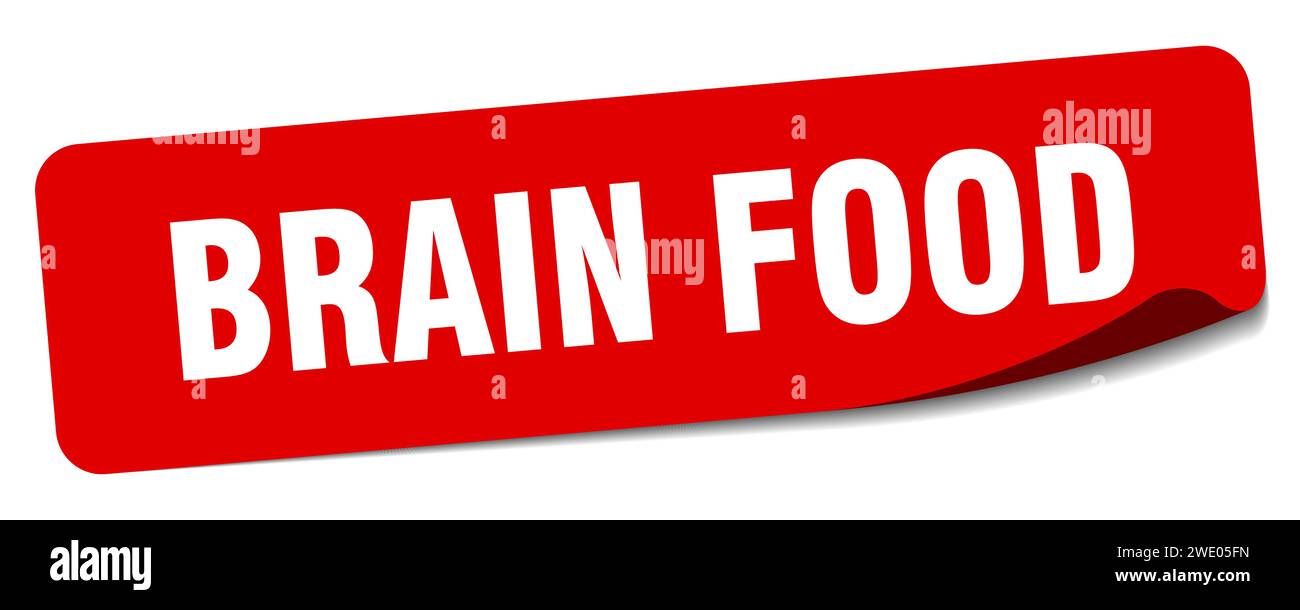 brain food sticker. brain food rectangular label isolated on white ...