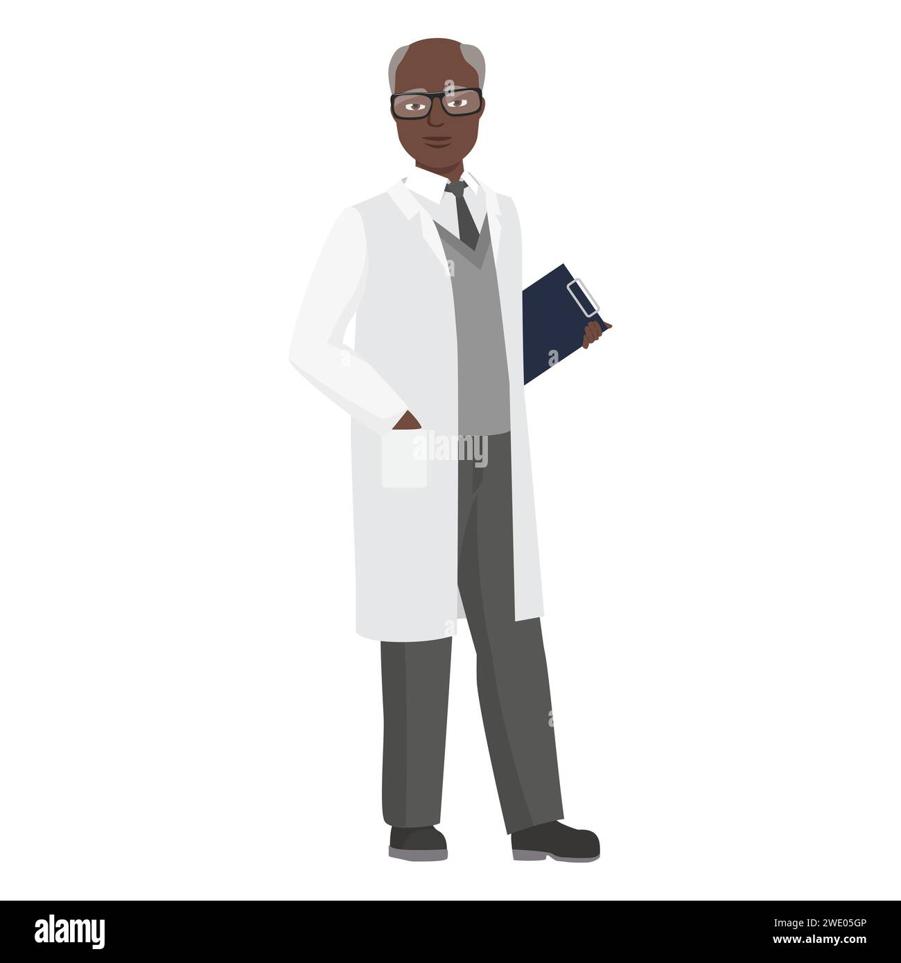 Male character doctor. Clinical man assistant, hospital worker in white ...