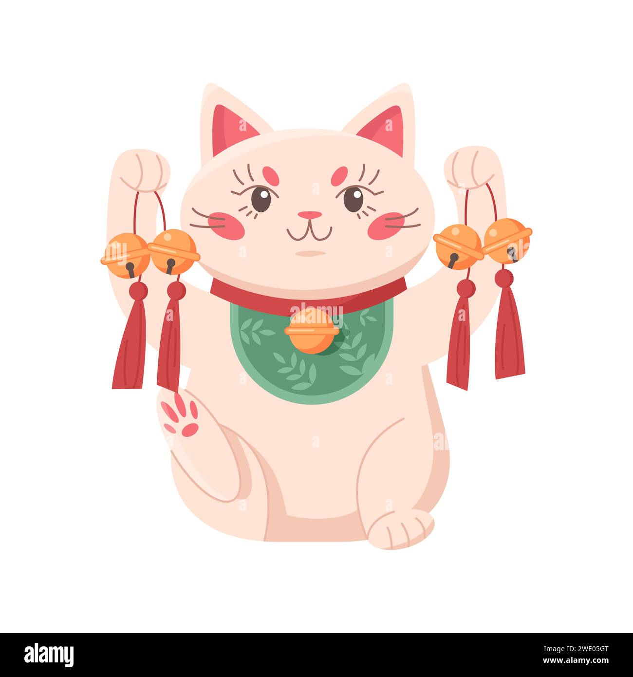 Cute japanese lucky cat. Traditional asian maneki neko, good luck ...