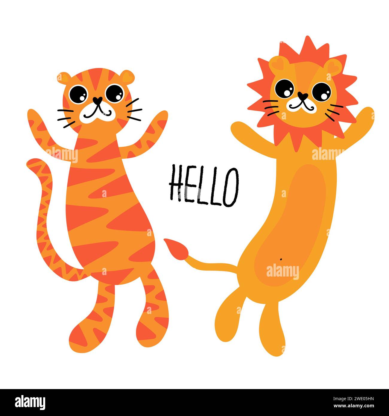 Summer cartoon animals lion and tiger pattern for wrapping paper and ...