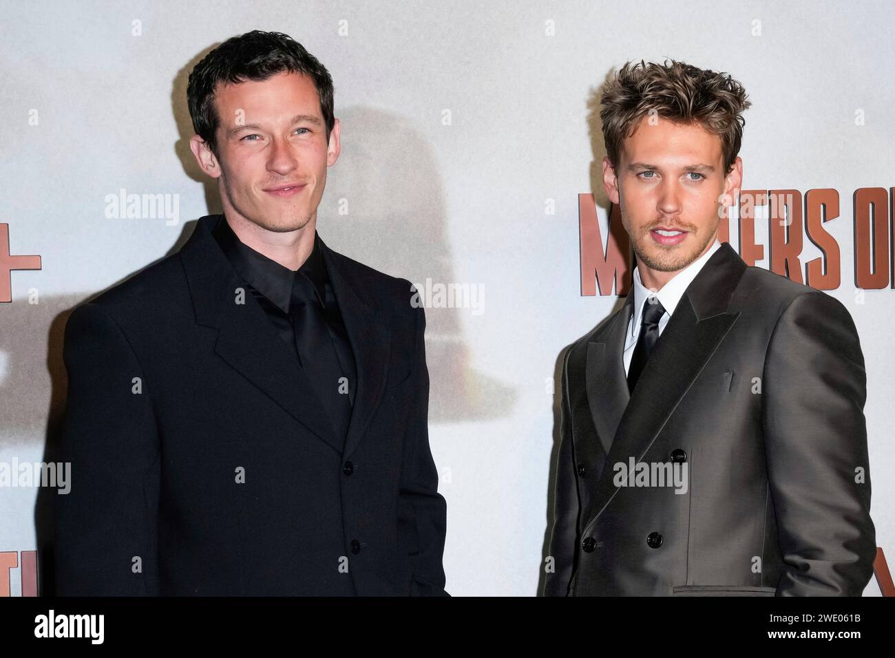 Callum Turner, left, and Austin Butler pose for photographers upon ...