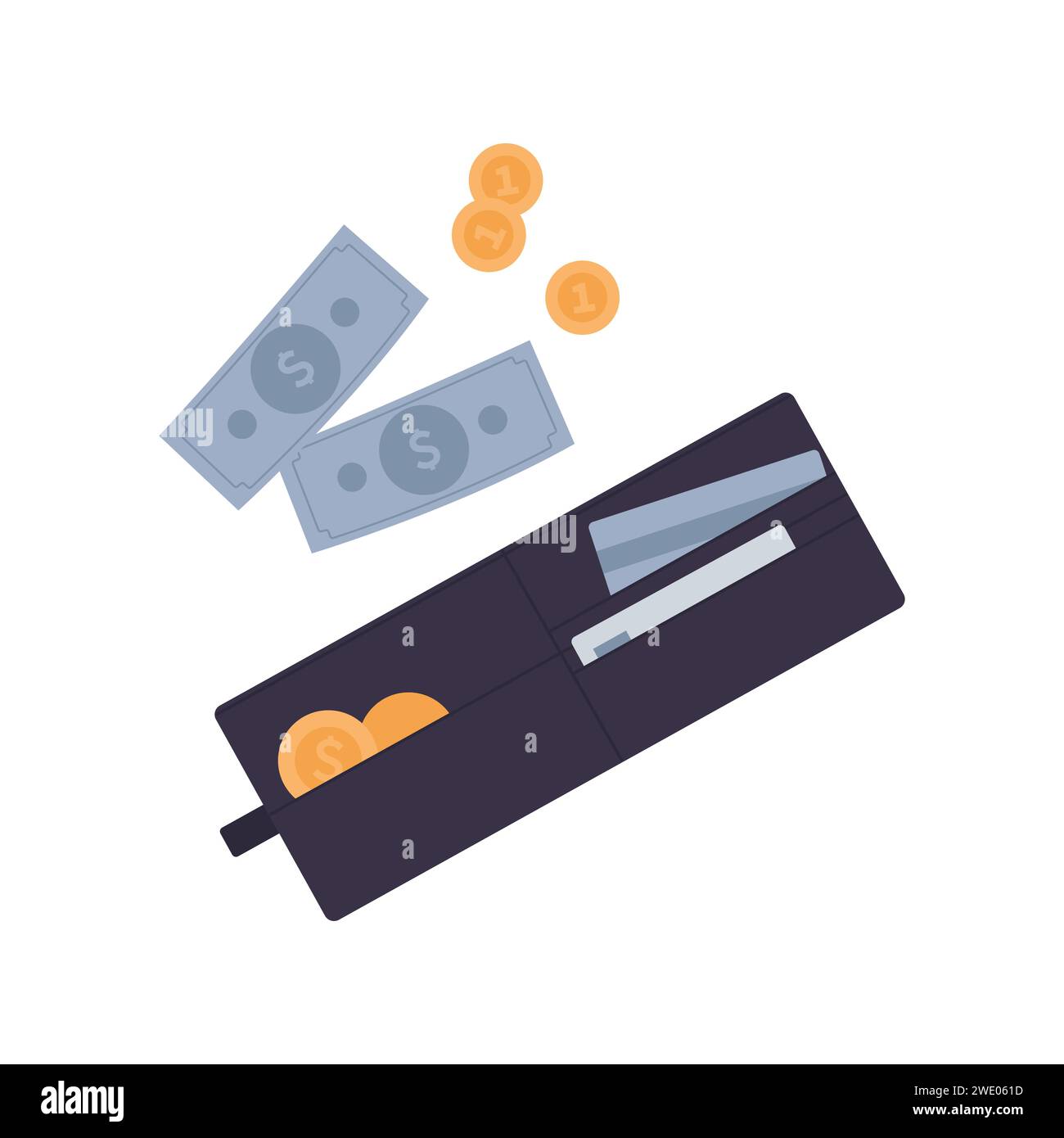 Open wallet with cash money and coins. Financial investment profit ...