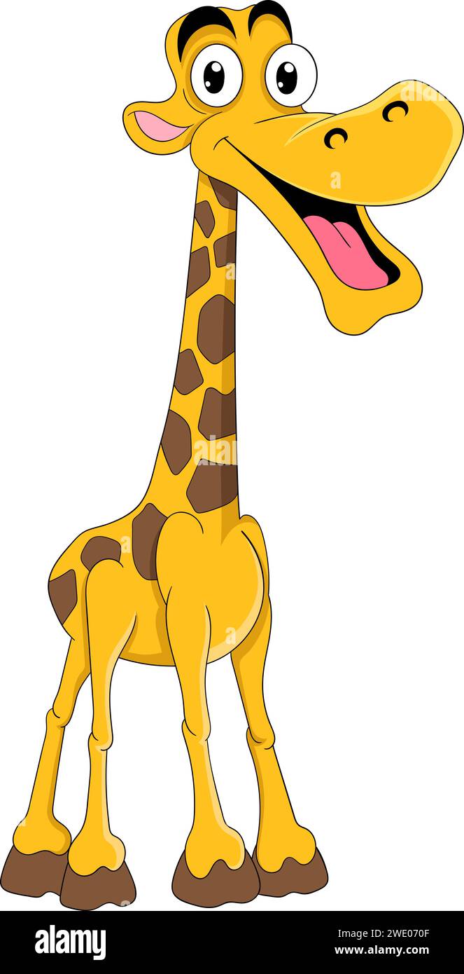 The long necked giraffe is laughing happily, creative illustration draw ...
