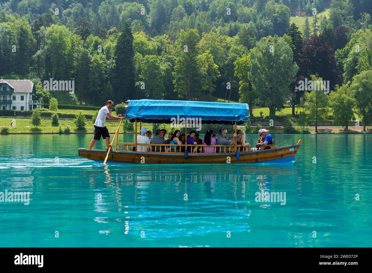 Lake Bled, Slovenia - June 22th 2023 - Traditional Pletna boat ride ...
