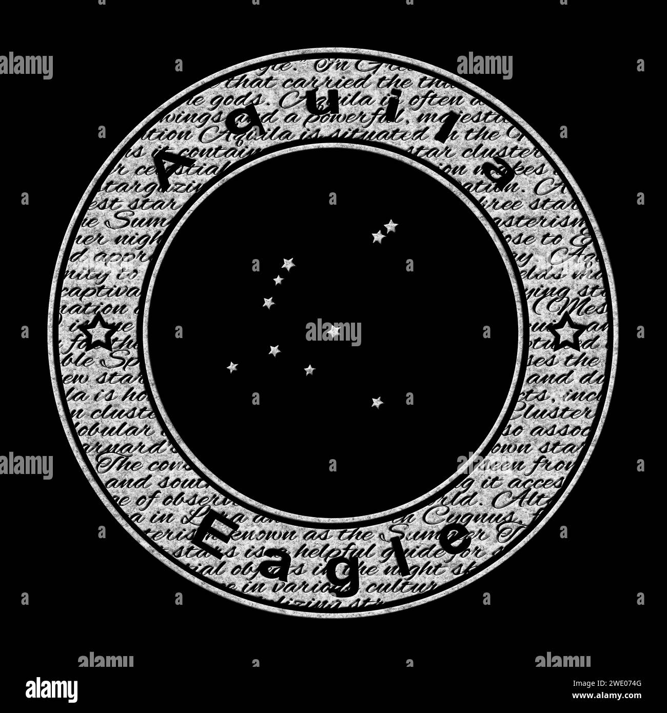 Aquila Star Constellation, On Black Background, Eagle Constellation ...
