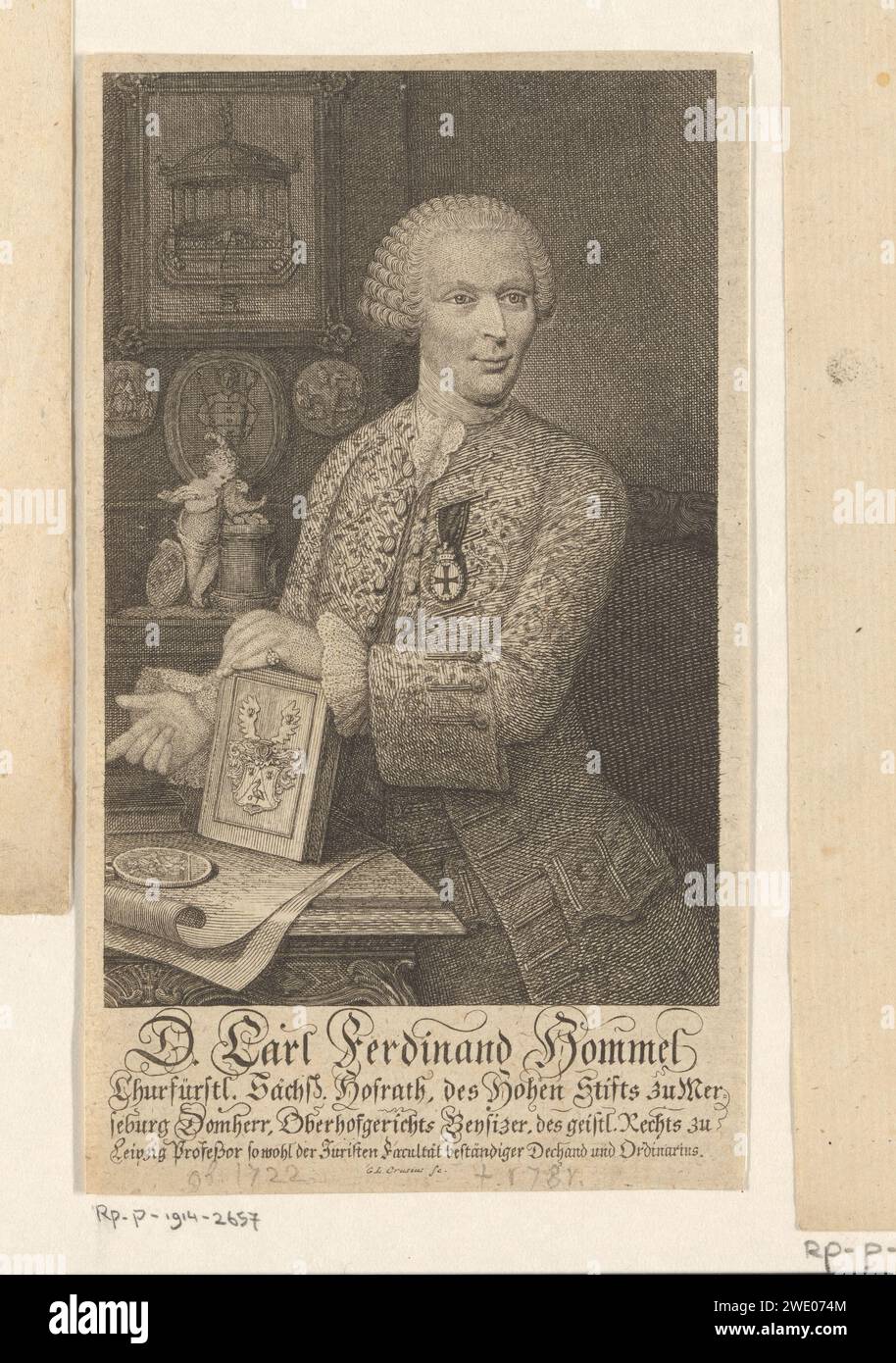 PortraT van Carl Ferdinand Hommel, Gottlieb Leber Right Crusius, 1740 ...