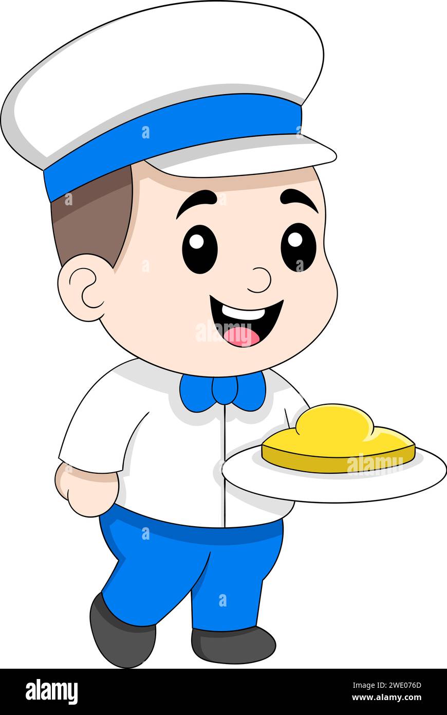 little boy being a chef brings delicious muffins to serve, creative ...