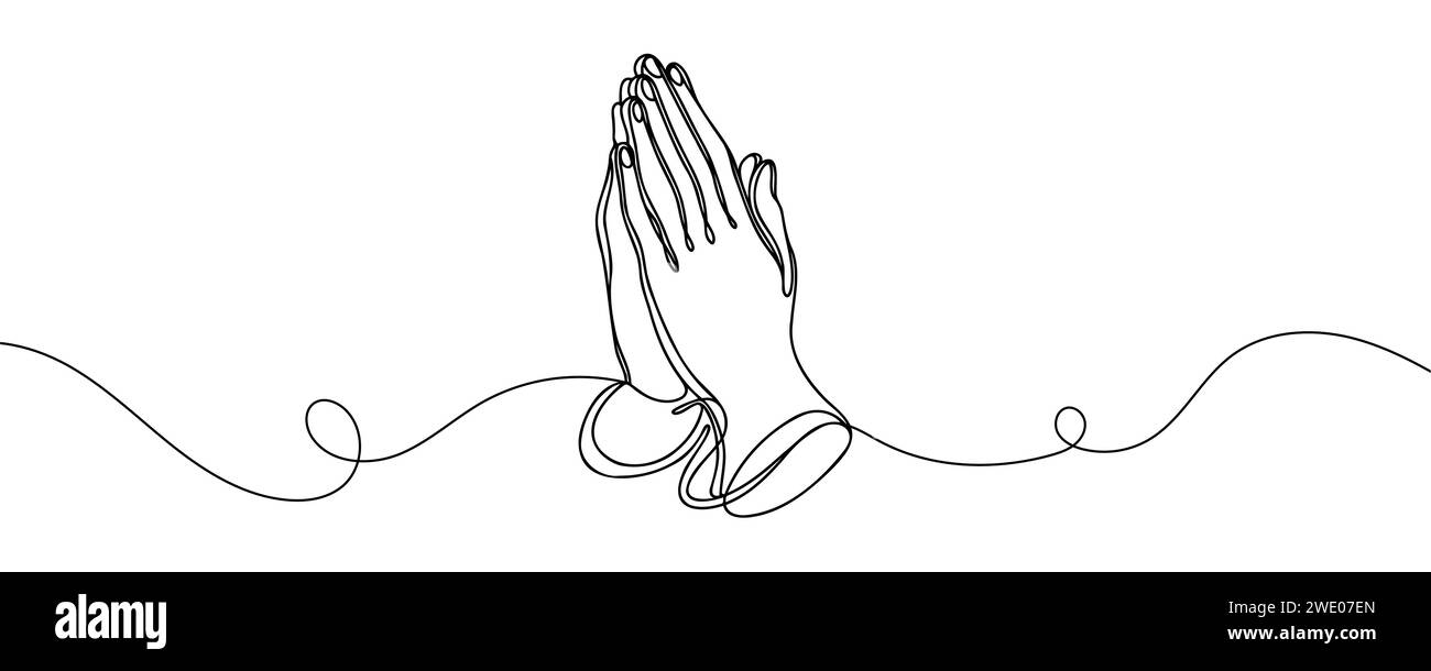 Continuous one line drawing of human hands folded in prayer Stock ...