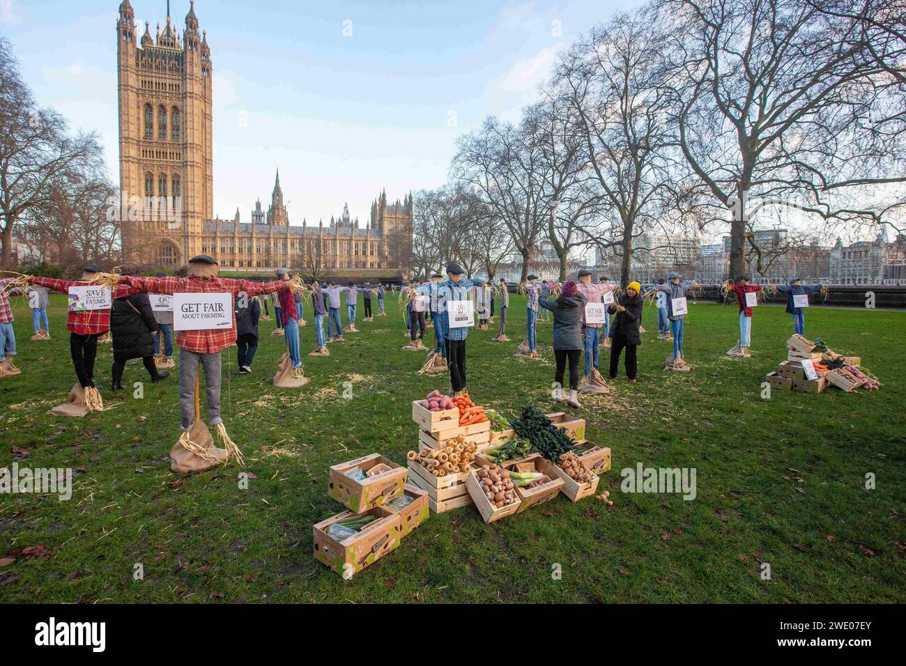 London, England, UK. 22nd Jan, 2024. Scarecrows standing outside ...